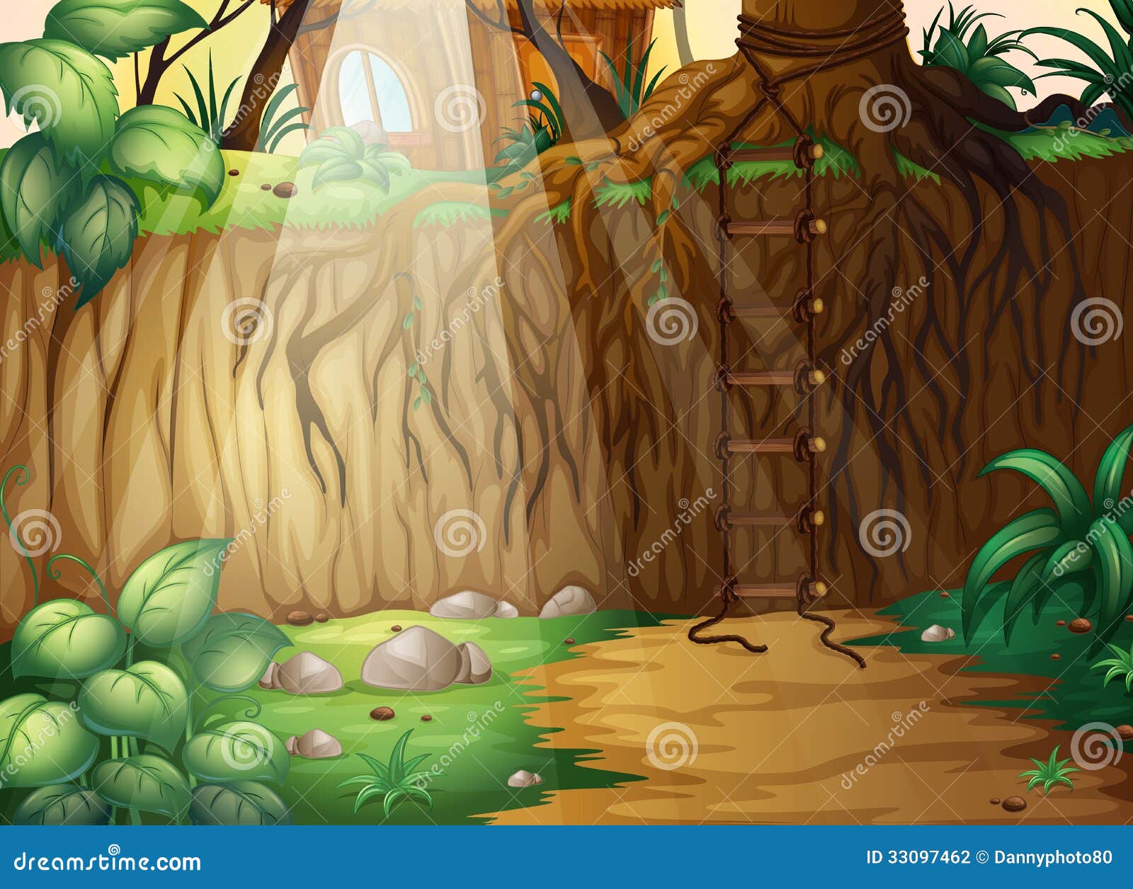 A Corded Ladder In The Jungle Stock Vector - Illustration of ladder ...