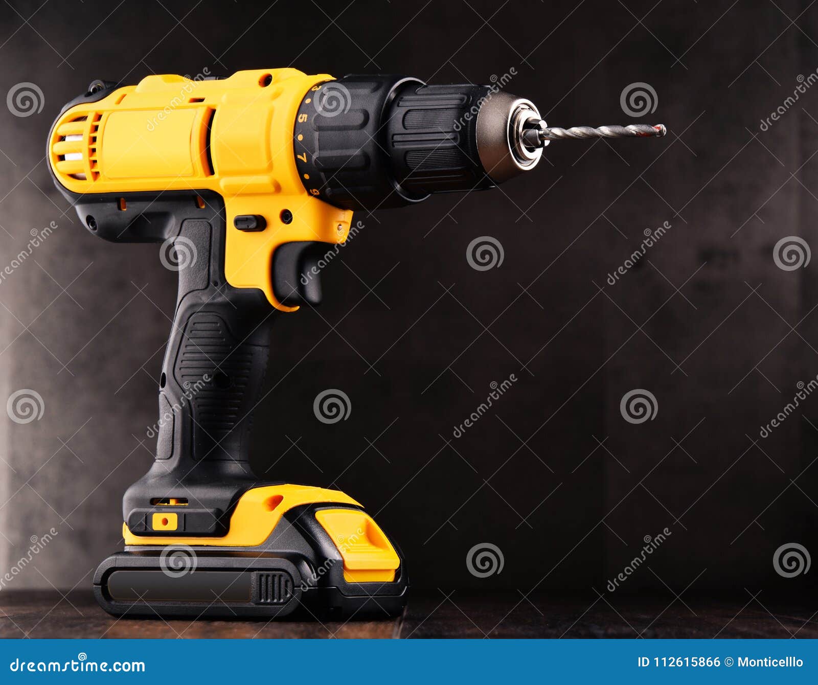 Cordless Drill with Drill Bit Working Also As Gun Stock Photo - Image ...