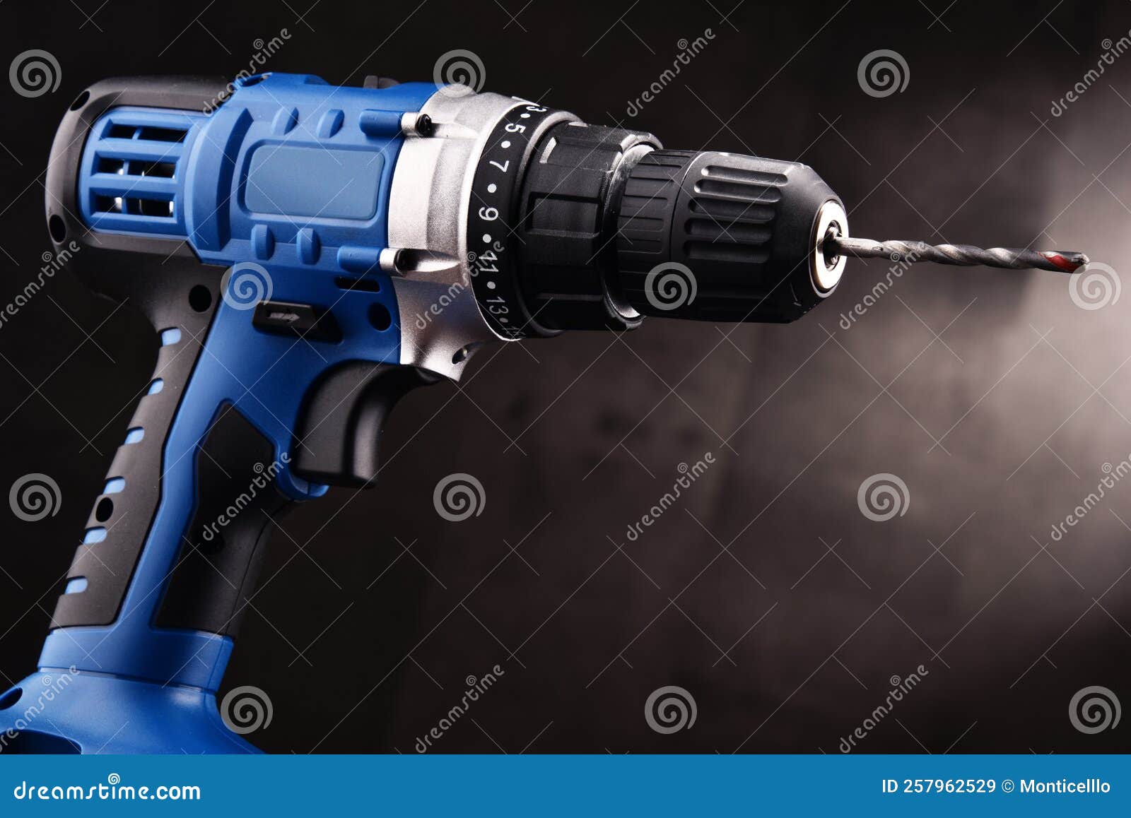 Cordless Drill with Drill Bit Working Also As Gun Stock Image - Image ...