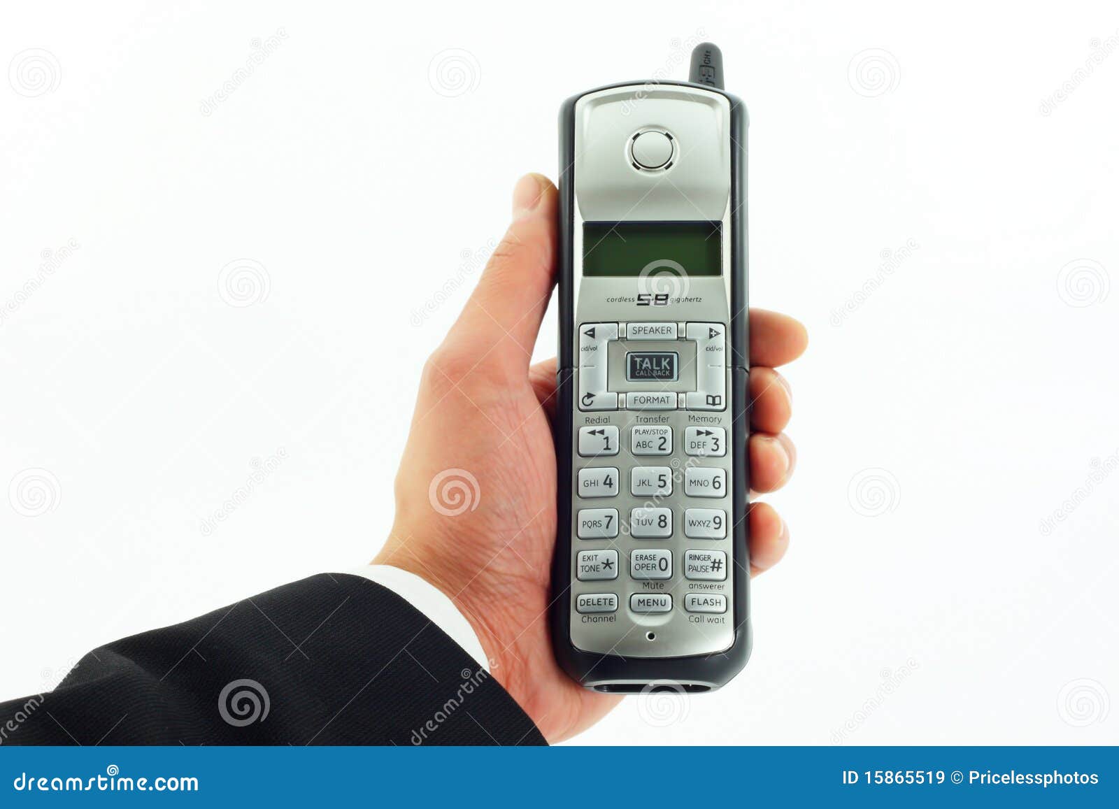 Cordless Phone in Hand Isolated on White Stock Image - Image of tone ...