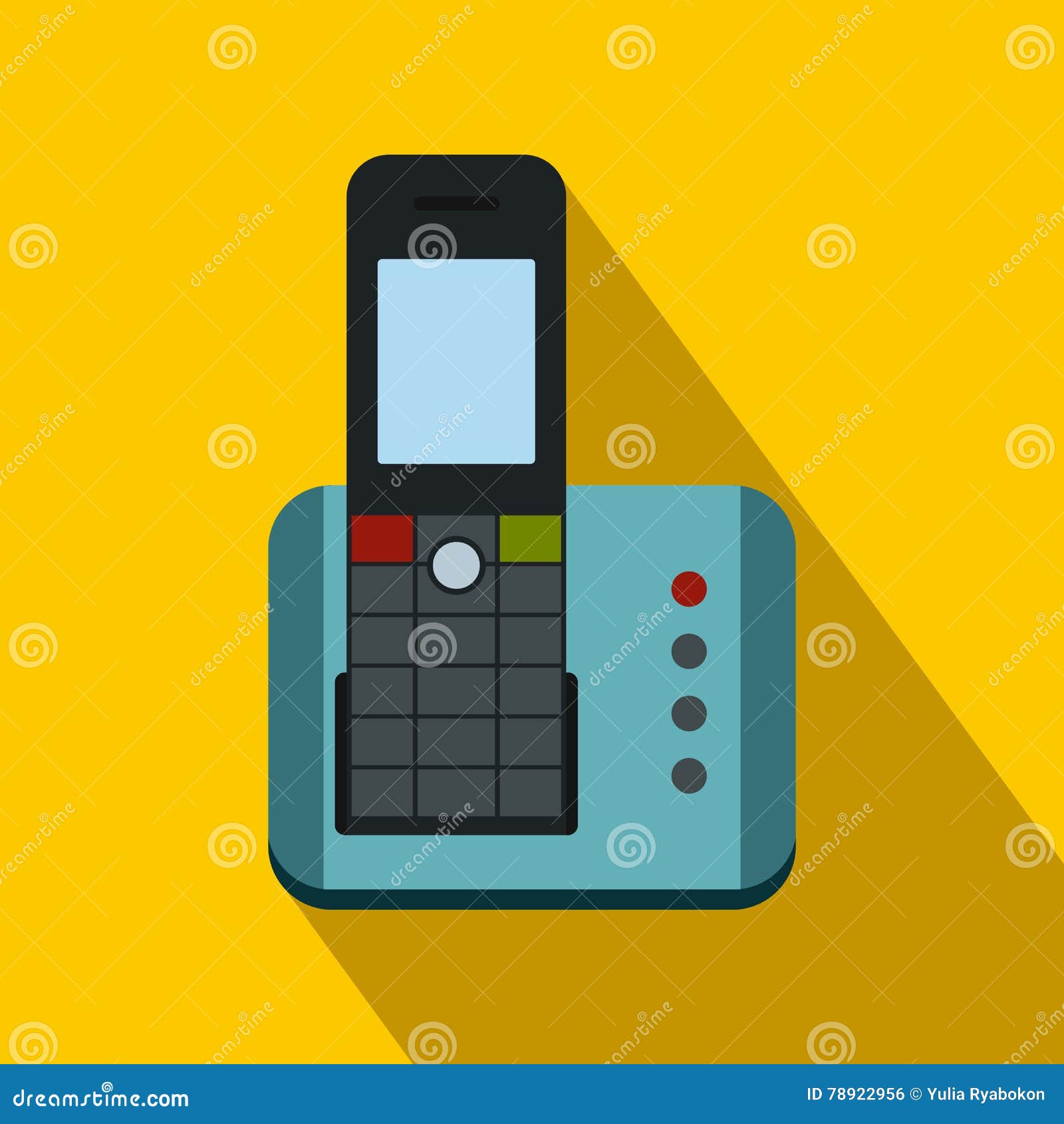 Cordless Phone Icon, Flat Style Stock Vector - Illustration of office ...