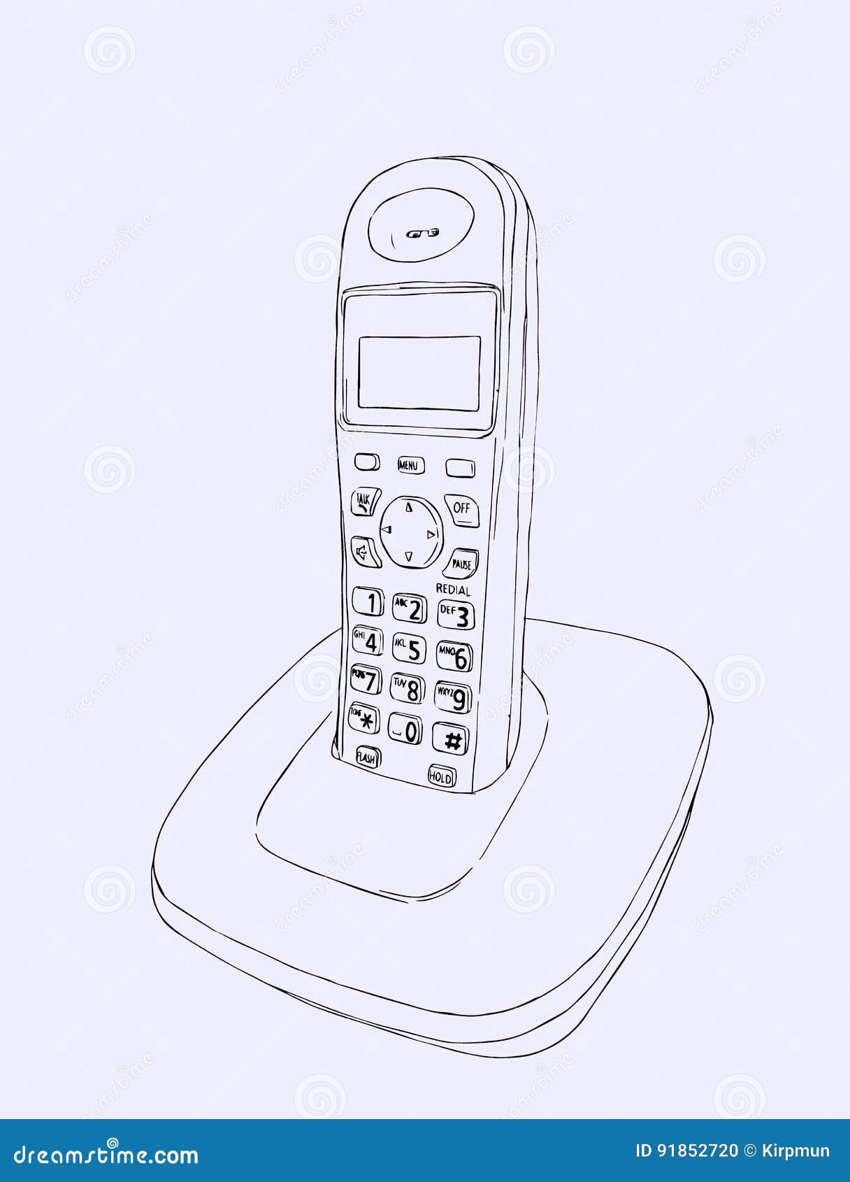 Cordless Phone vector. stock vector. Illustration of closeup - 91852720