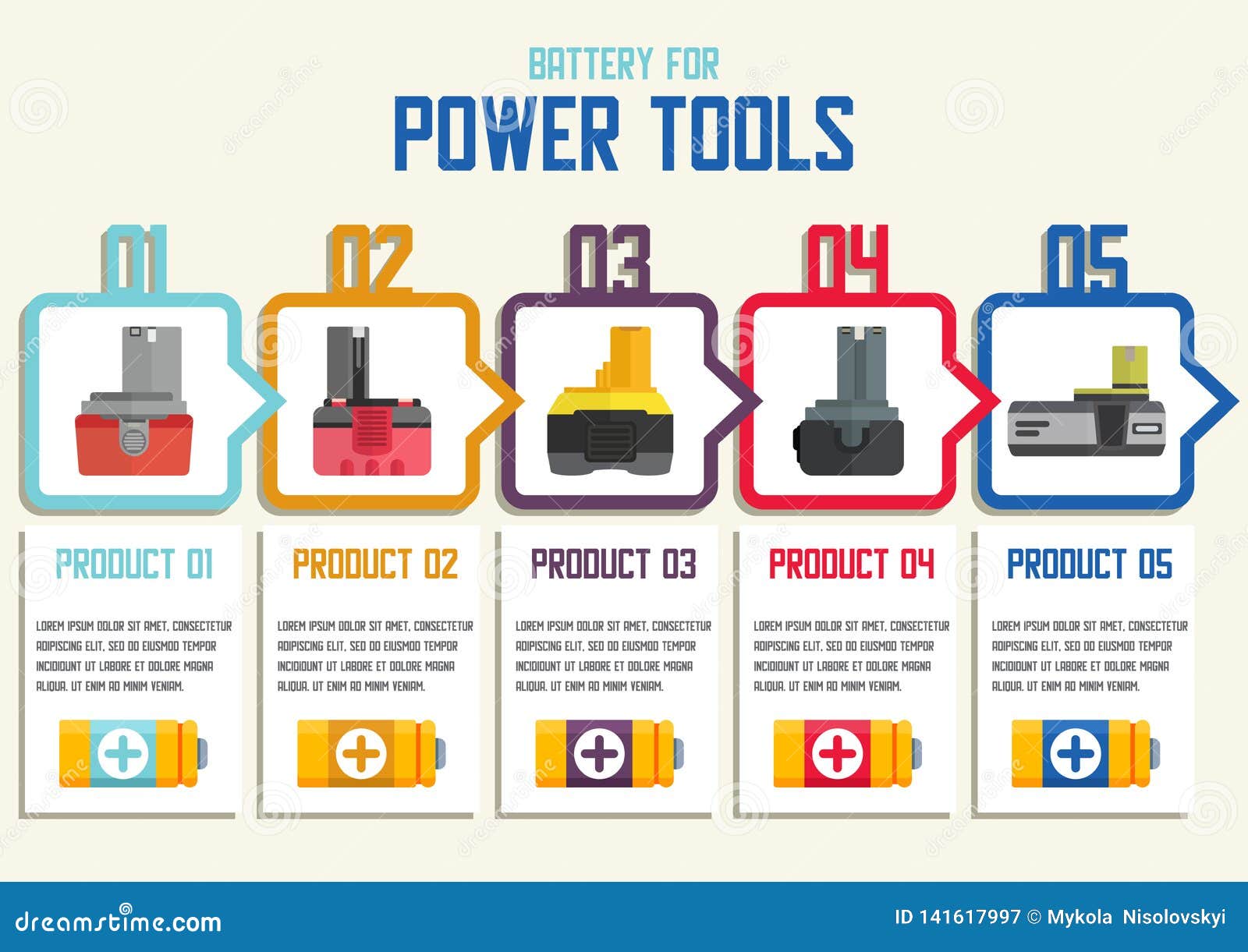 Cordless Power Tool Batteries Vector Web Banner Stock Vector ...