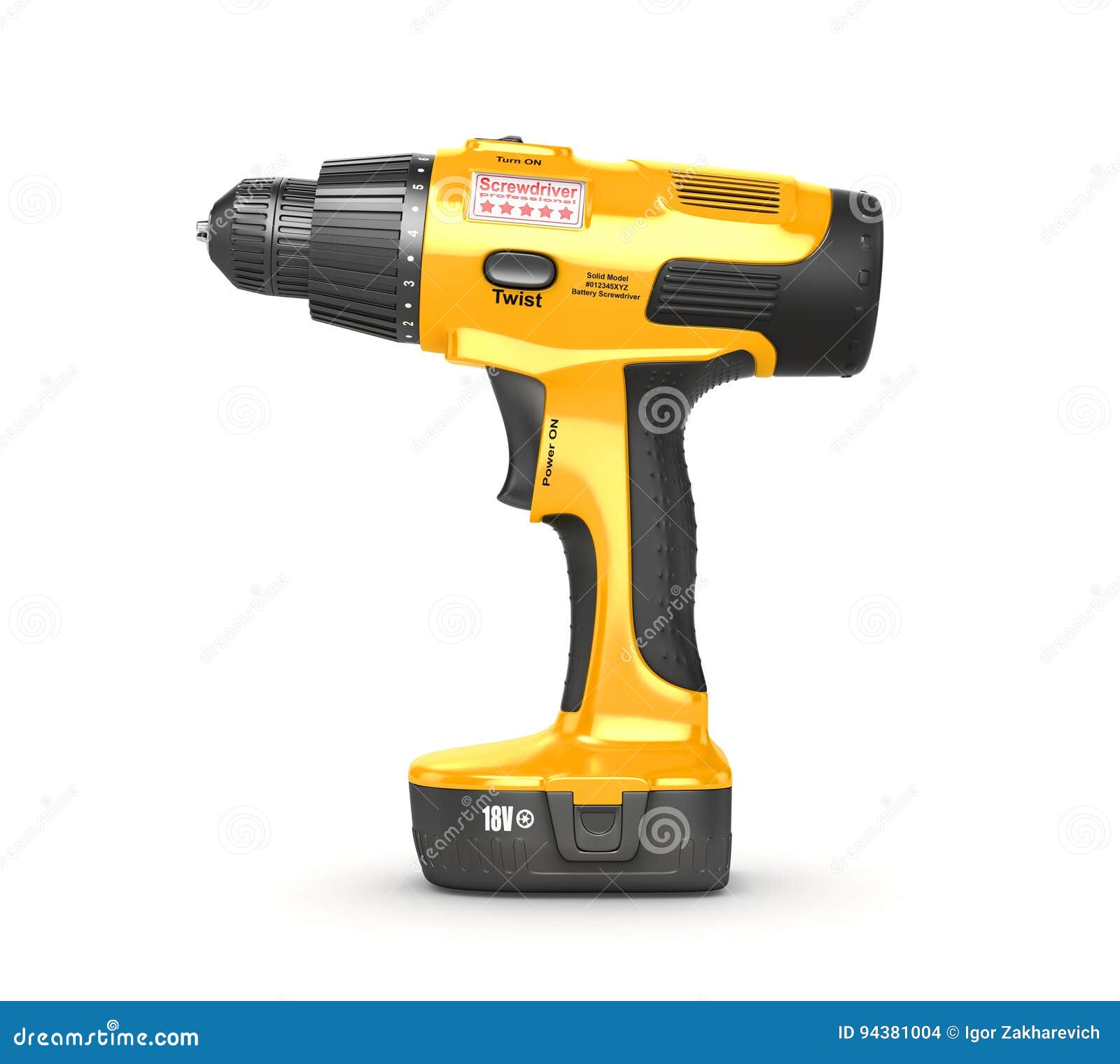 Cordless Screwdriver Isolated on White Background. Stock Illustration ...