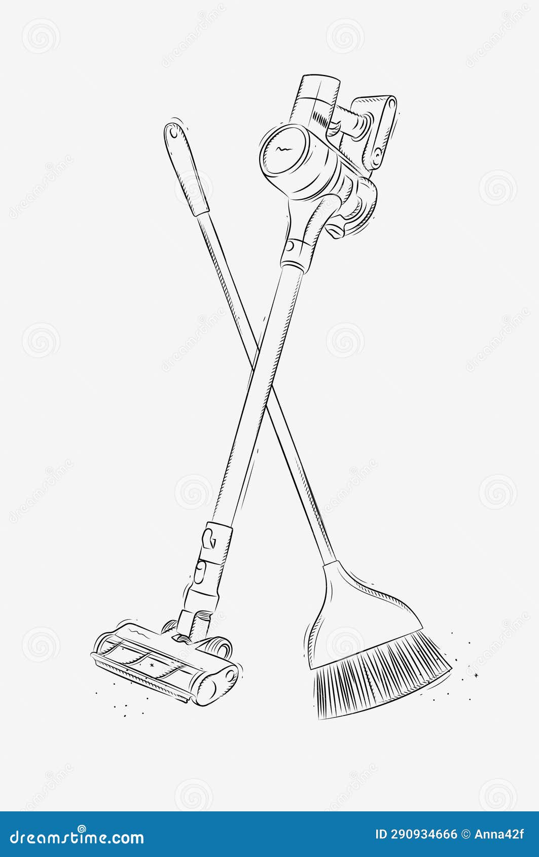 Flat Broom And Dustpan Composition Vector Illustration | CartoonDealer ...
