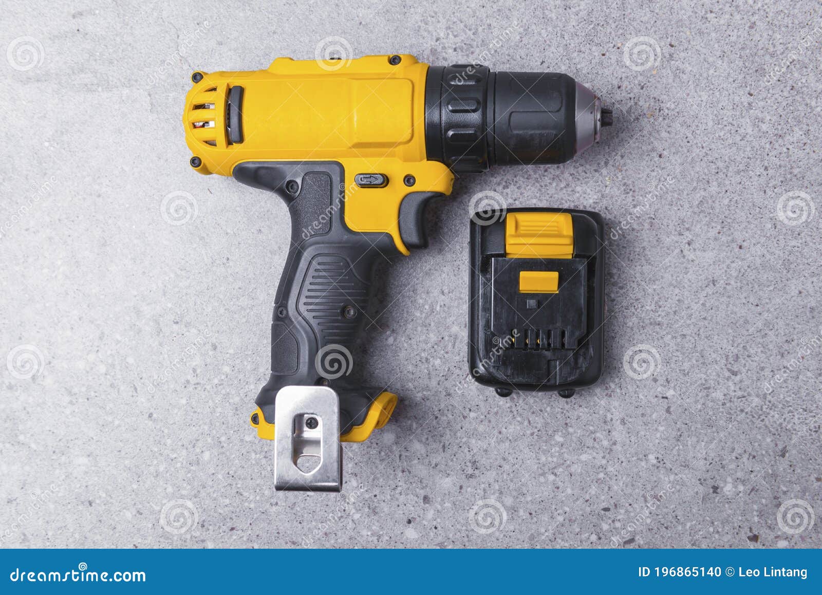 Cordless yellow drill stock photo. Image of home, machine - 196865140