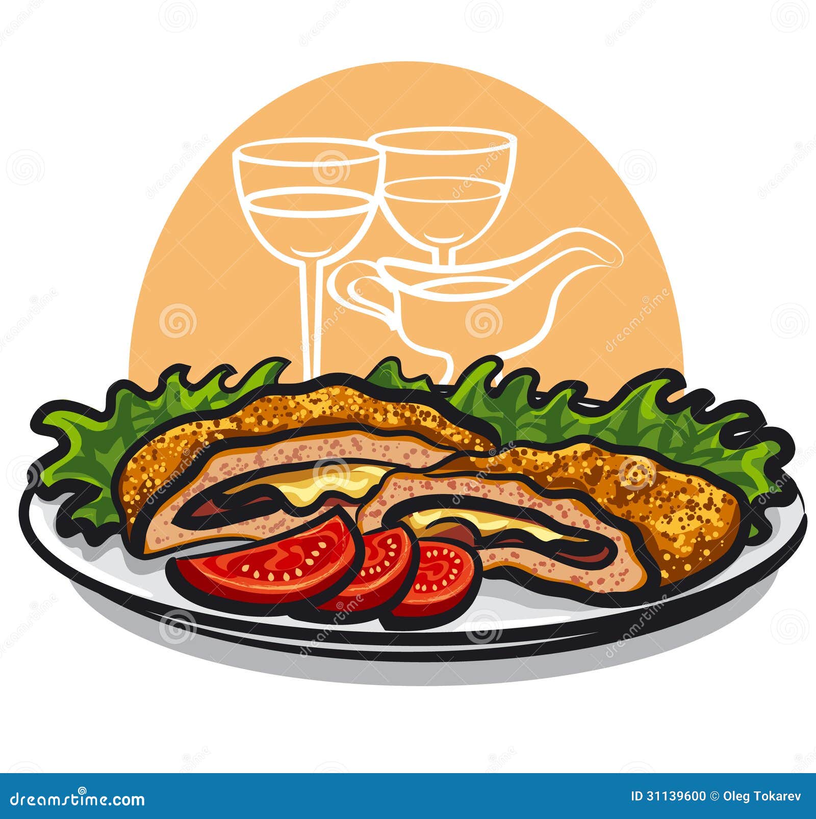 Cordon bleu dish stock illustration. Illustration of tomato - 31139600
