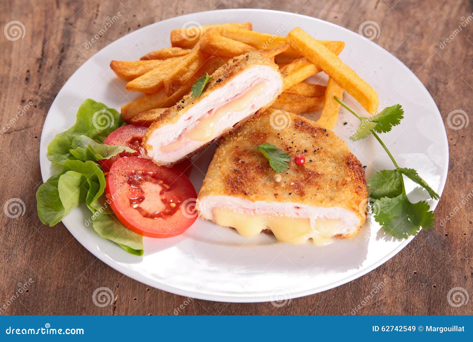 Cordon Bleu and French Fries Stock Image - Image of breaded, lunch ...