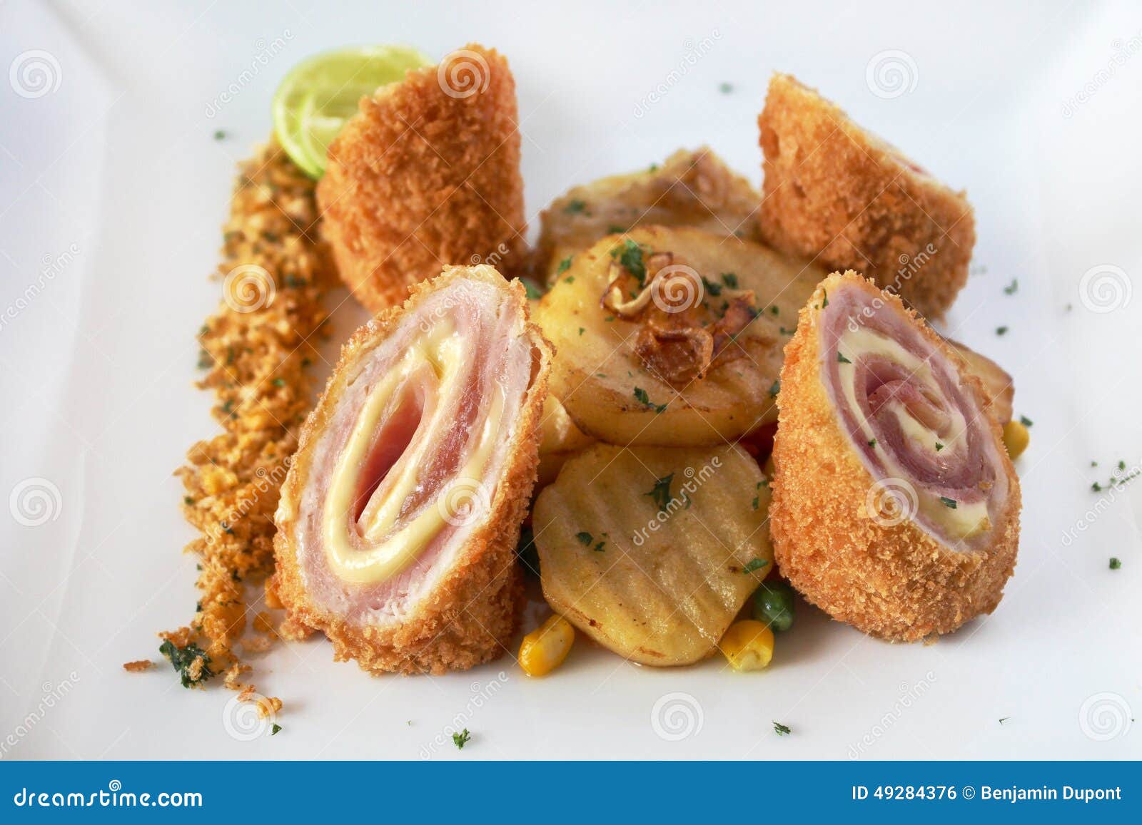 Delicious Traditional French Food Cordon Bleu Ham and Cheese Stock ...