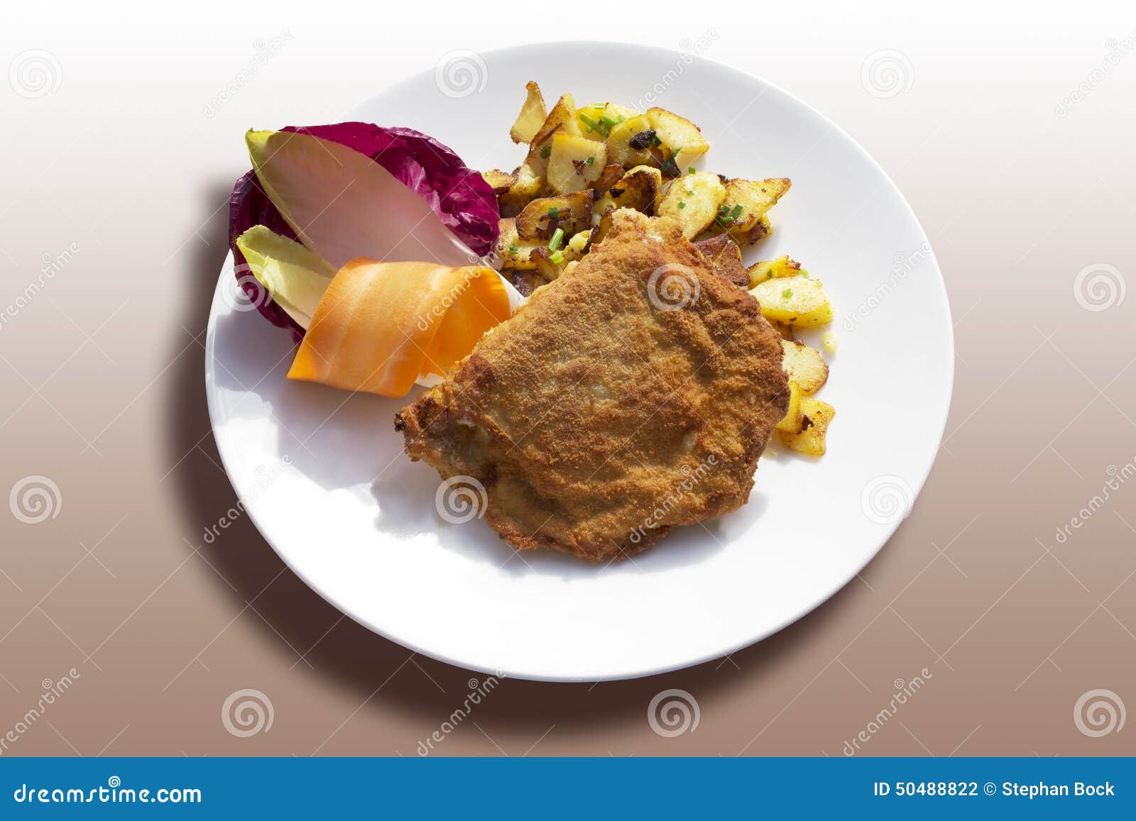 Cordon Bleu Roasted Potatoes and Vegetables Served on Plate Stock Photo ...