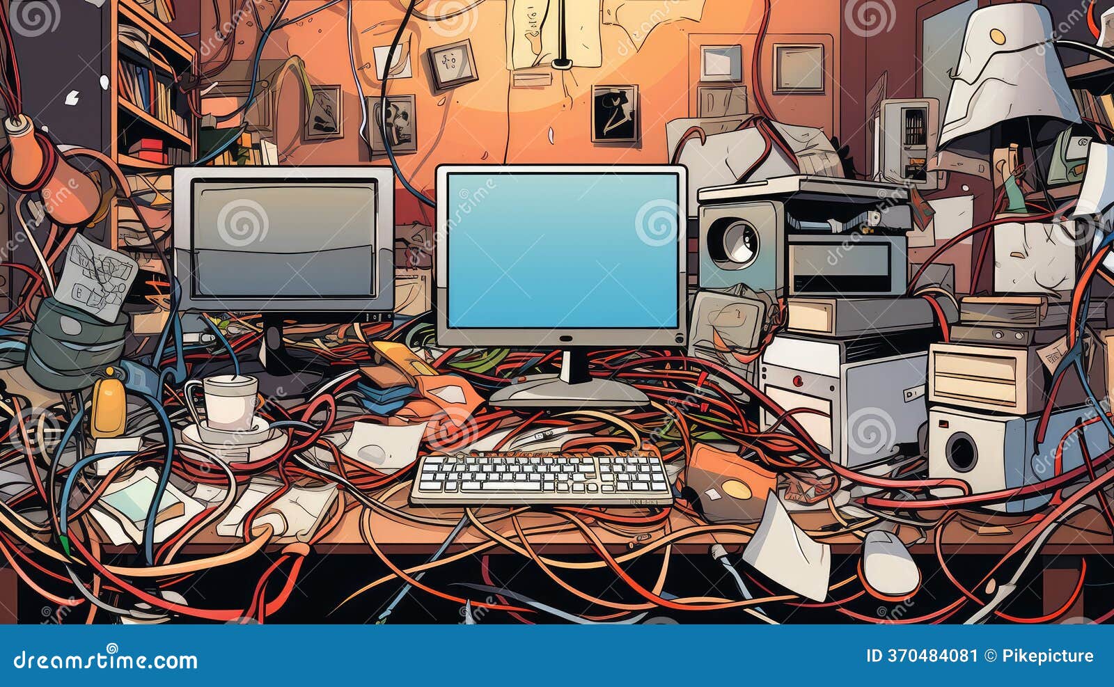 Messy Office Environment With Documents Flying In Disarray Stock Photo ...