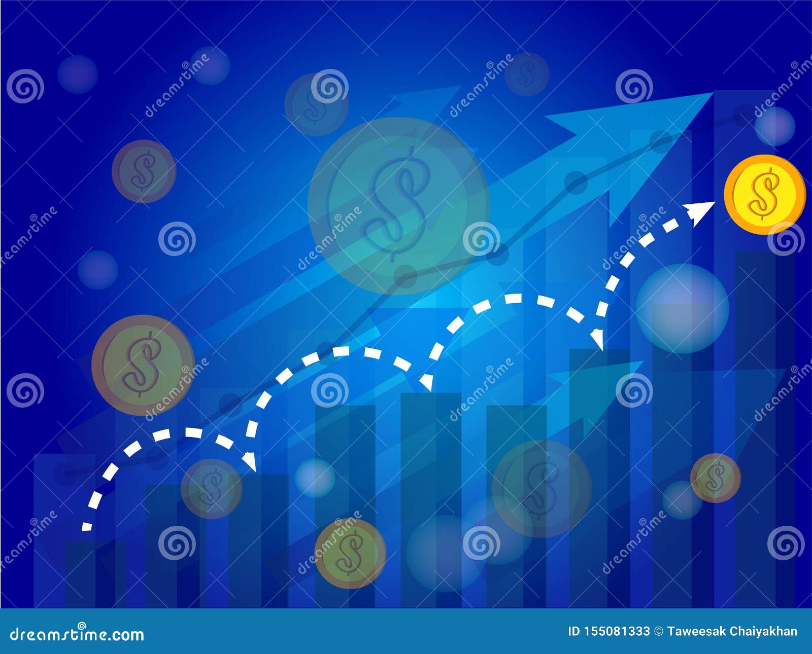 Graph and money grow up stock illustration. Illustration of graph ...