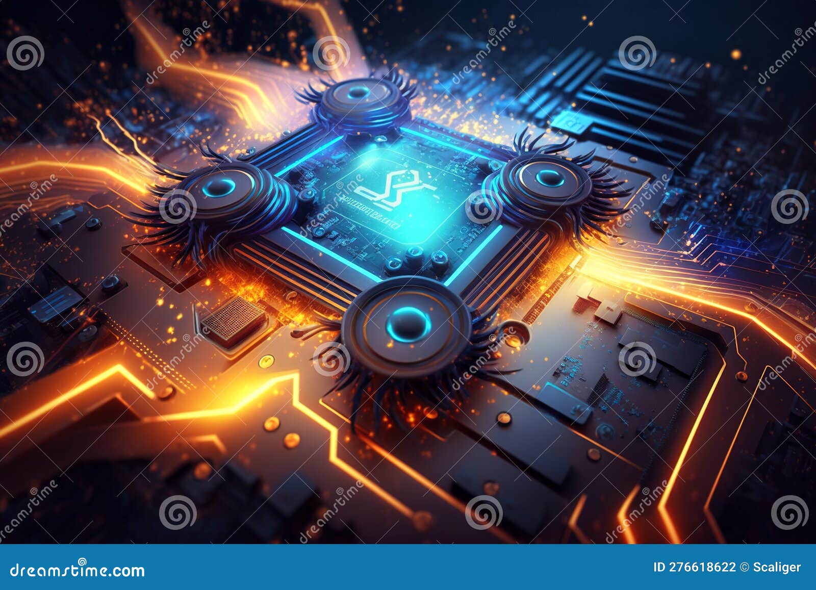 Core Of Artificial Intelligence, Processor And Magic Light Inside ...