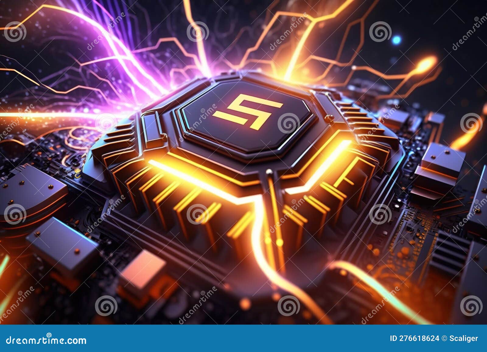 Core of Artificial Intelligence, Processor and Magic Light Inside Machine, Generative AI Stock ...