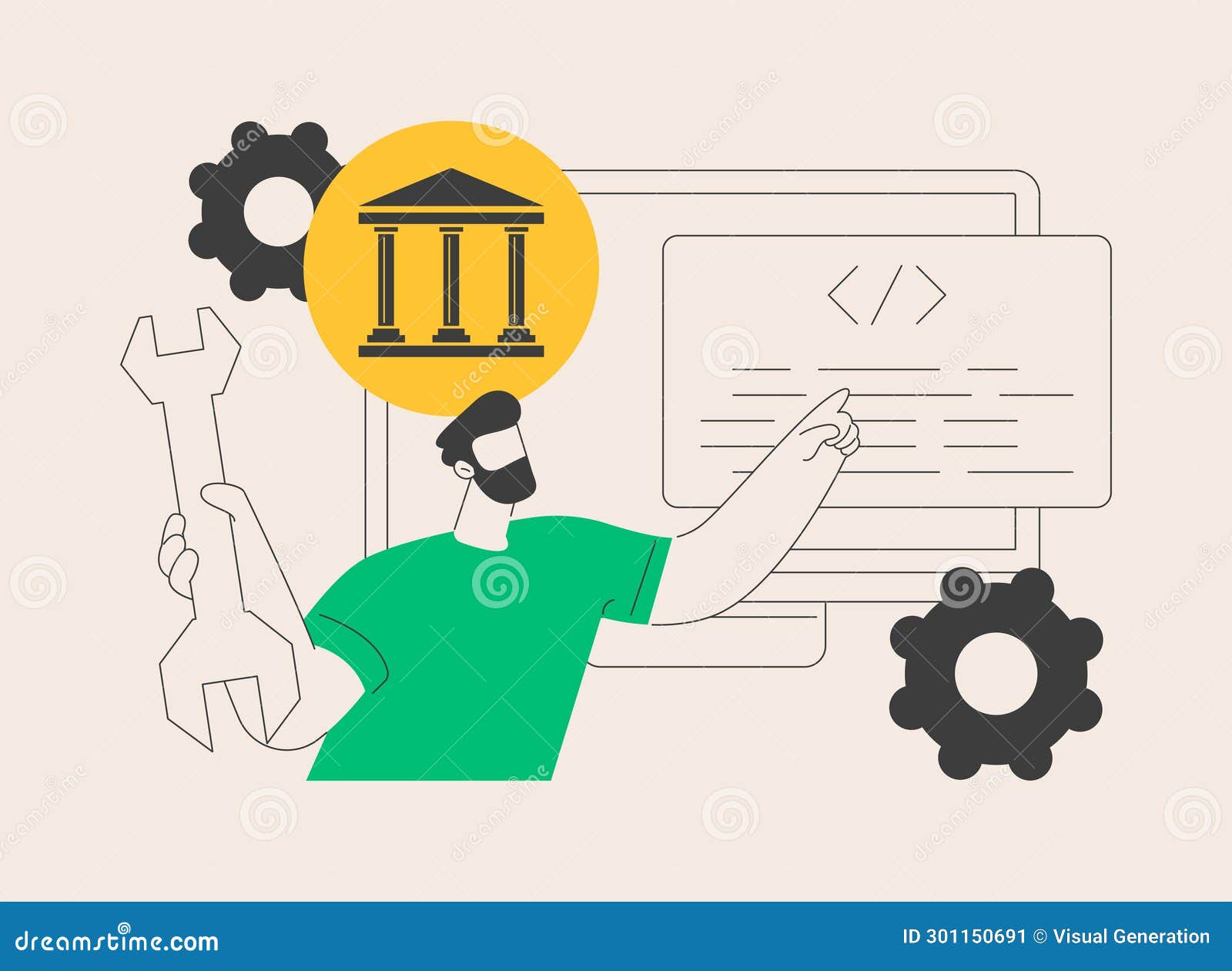 Core Banking IT System Concept Landing Page. Cartoon Vector ...