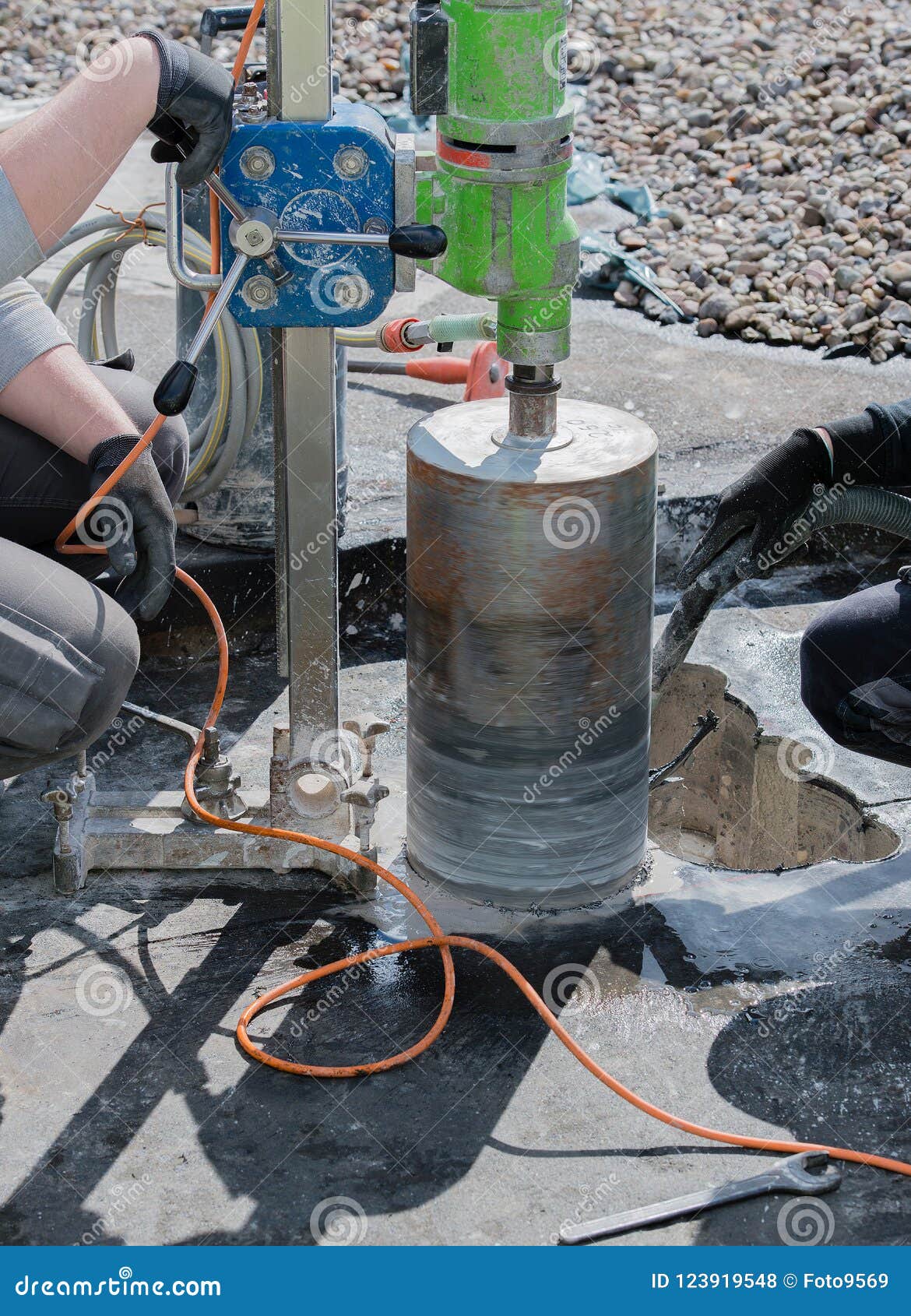Core Drilling for Ventilation through a Building Ceiling Stock Photo ...