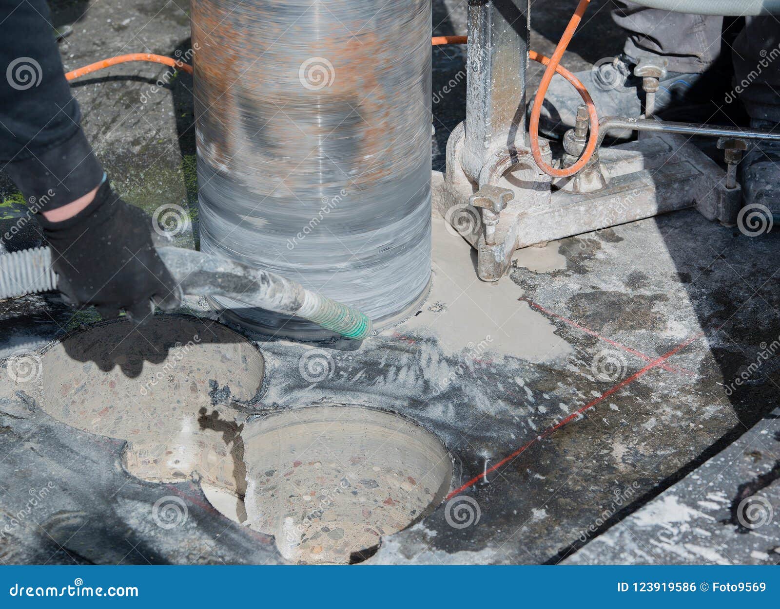 Core Drilling for Ventilation through a Building Ceiling Stock Photo ...