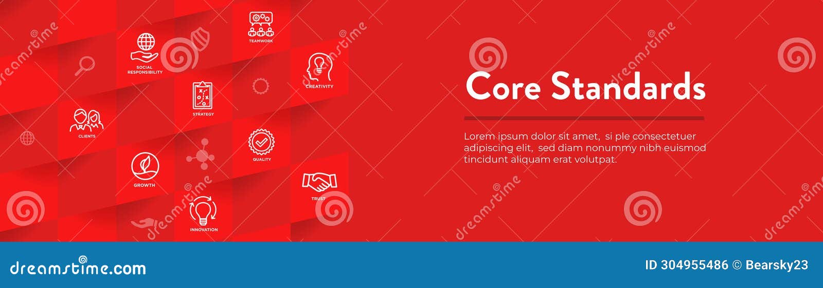 Core Standards Web Header Banner with Icons - Mission Vision Values and ...