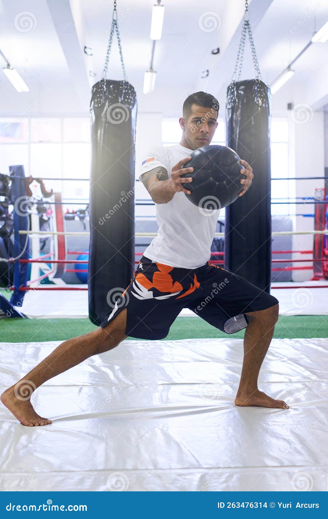 Core Strength is an Important Part of Boxing. a Young Man Going through ...