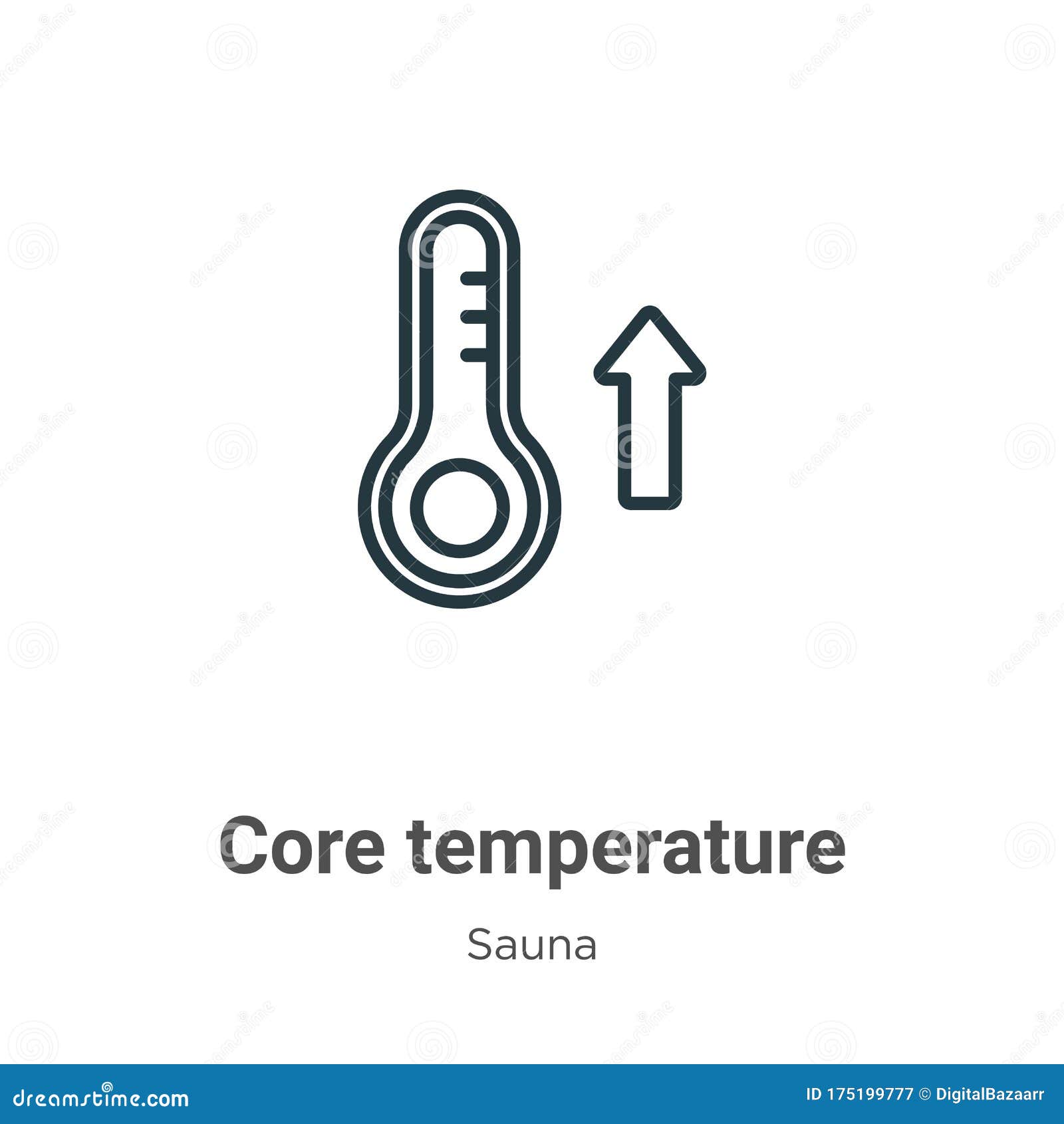 Core Temperature Outline Vector Icon. Thin Line Black Core Temperature ...