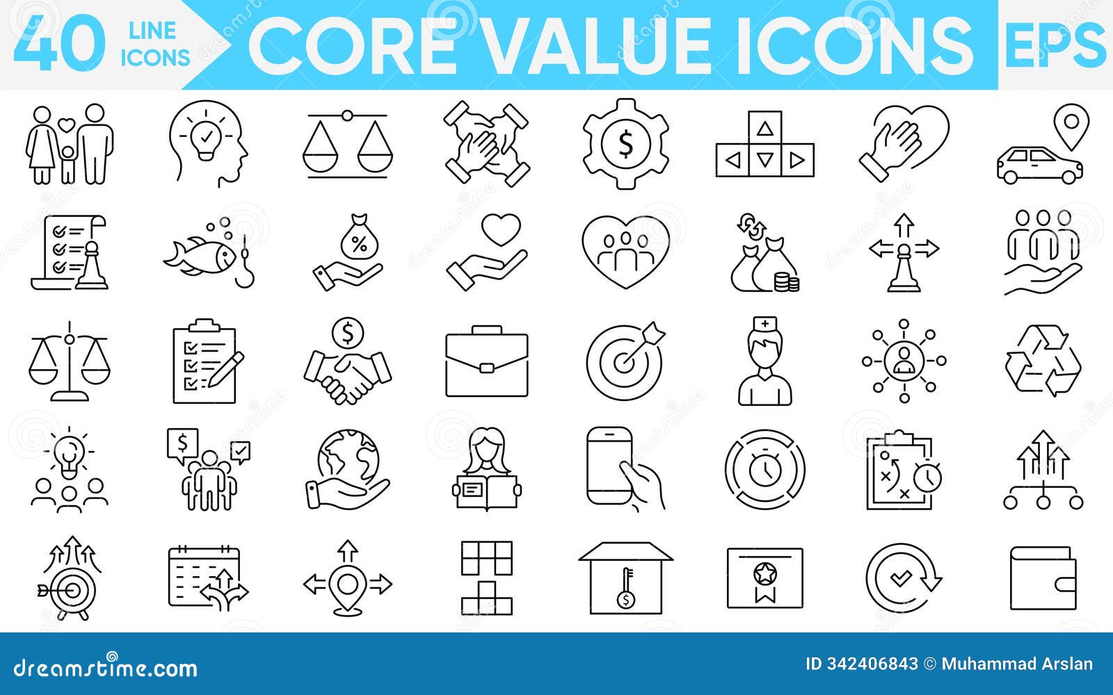Core Value Line Icons Vector and Illustrator Set Stock Illustration ...
