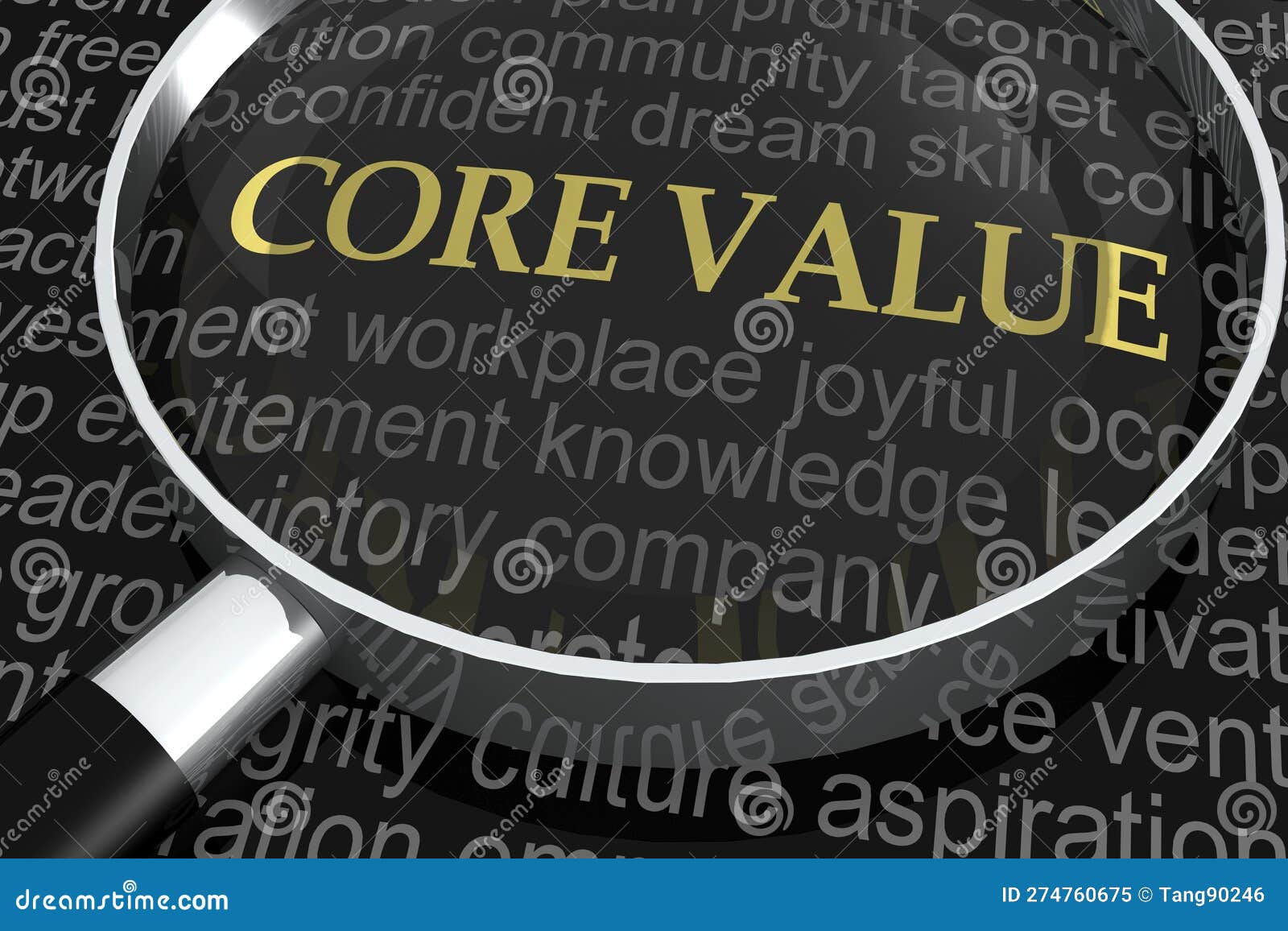Core Value with Magnifying Glass Stock Illustration - Illustration of ...