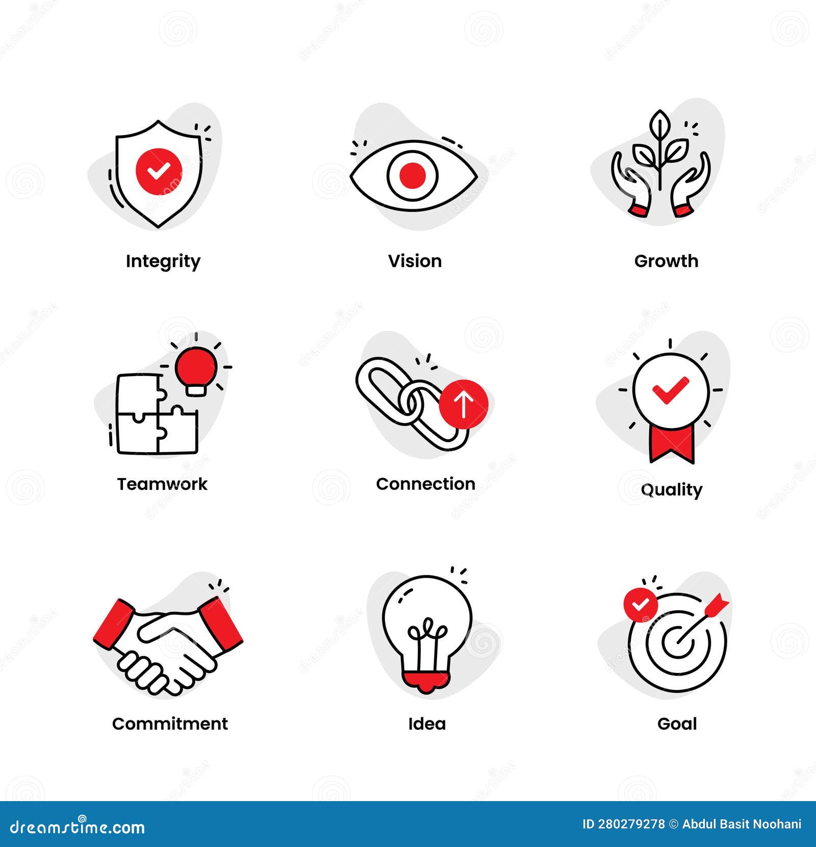 Core Values Icon Set with the Color. the Modern Symbol of Company Core ...