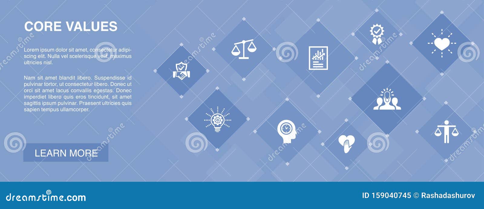 Core Values Banner 10 Icons Concept Stock Vector - Illustration of step ...