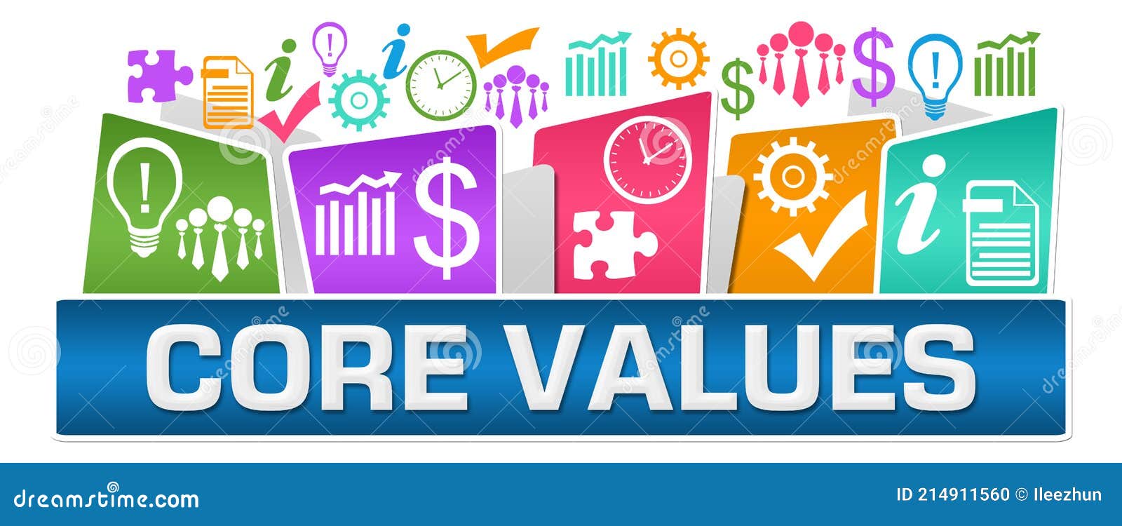 Core Values Business Symbols on Top Colorful Stock Illustration ...