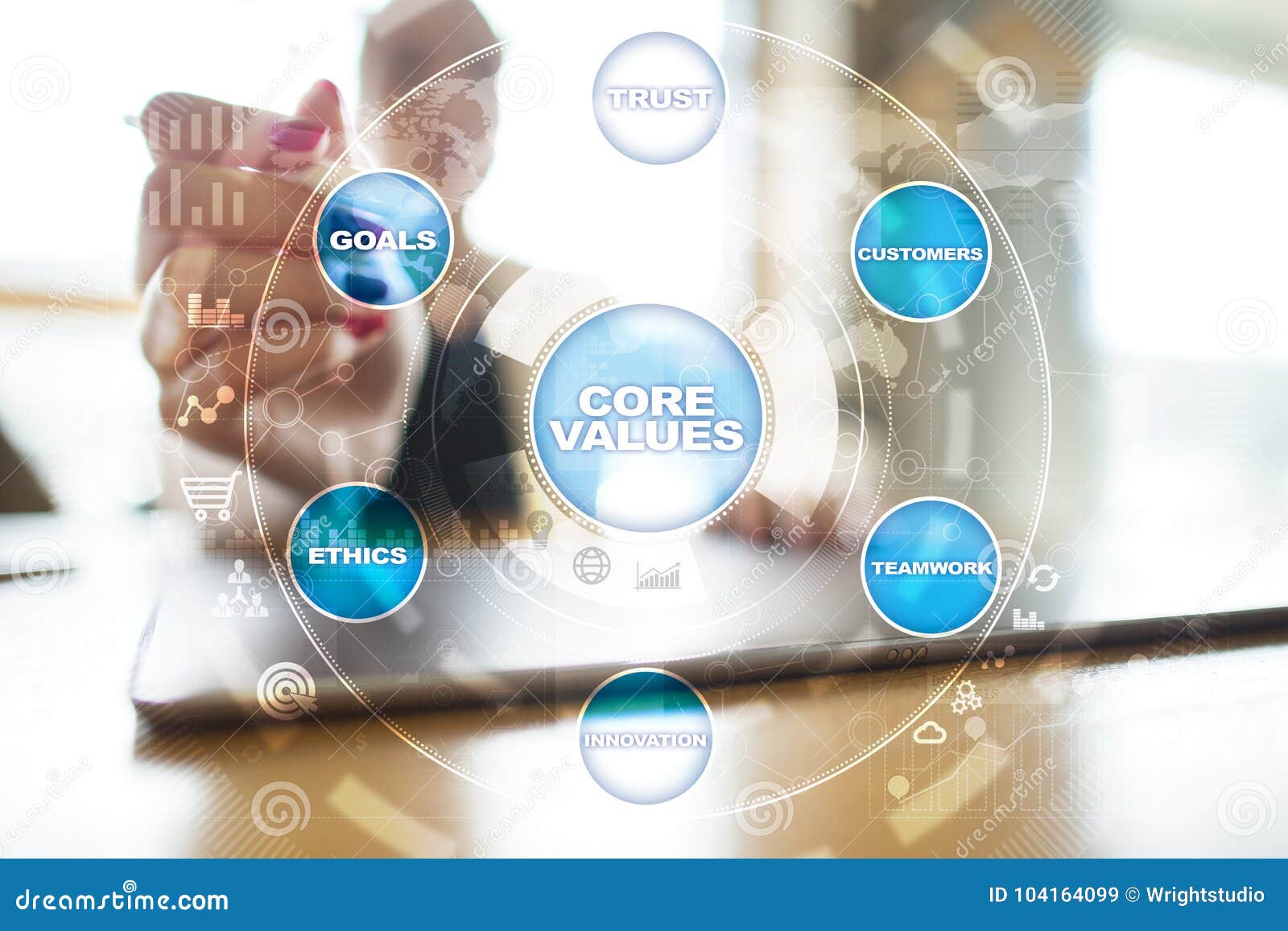 Core Values Business and Technology Concept on the Virtual Screen Stock ...