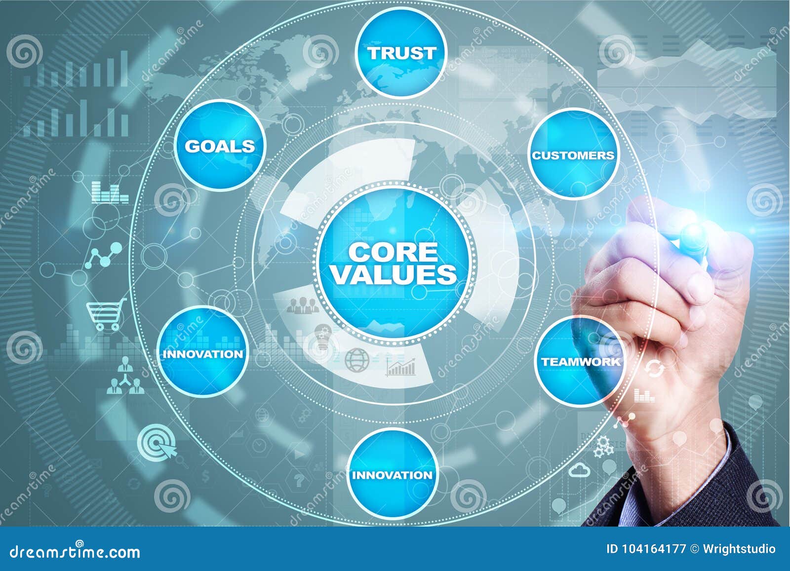 Core Values Business and Technology Concept on the Virtual Screen Stock ...