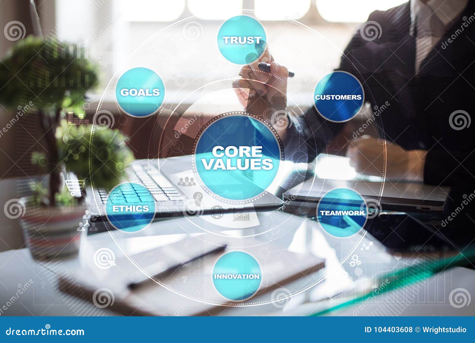 Core Values Business and Technology Concept on the Virtual Screen ...