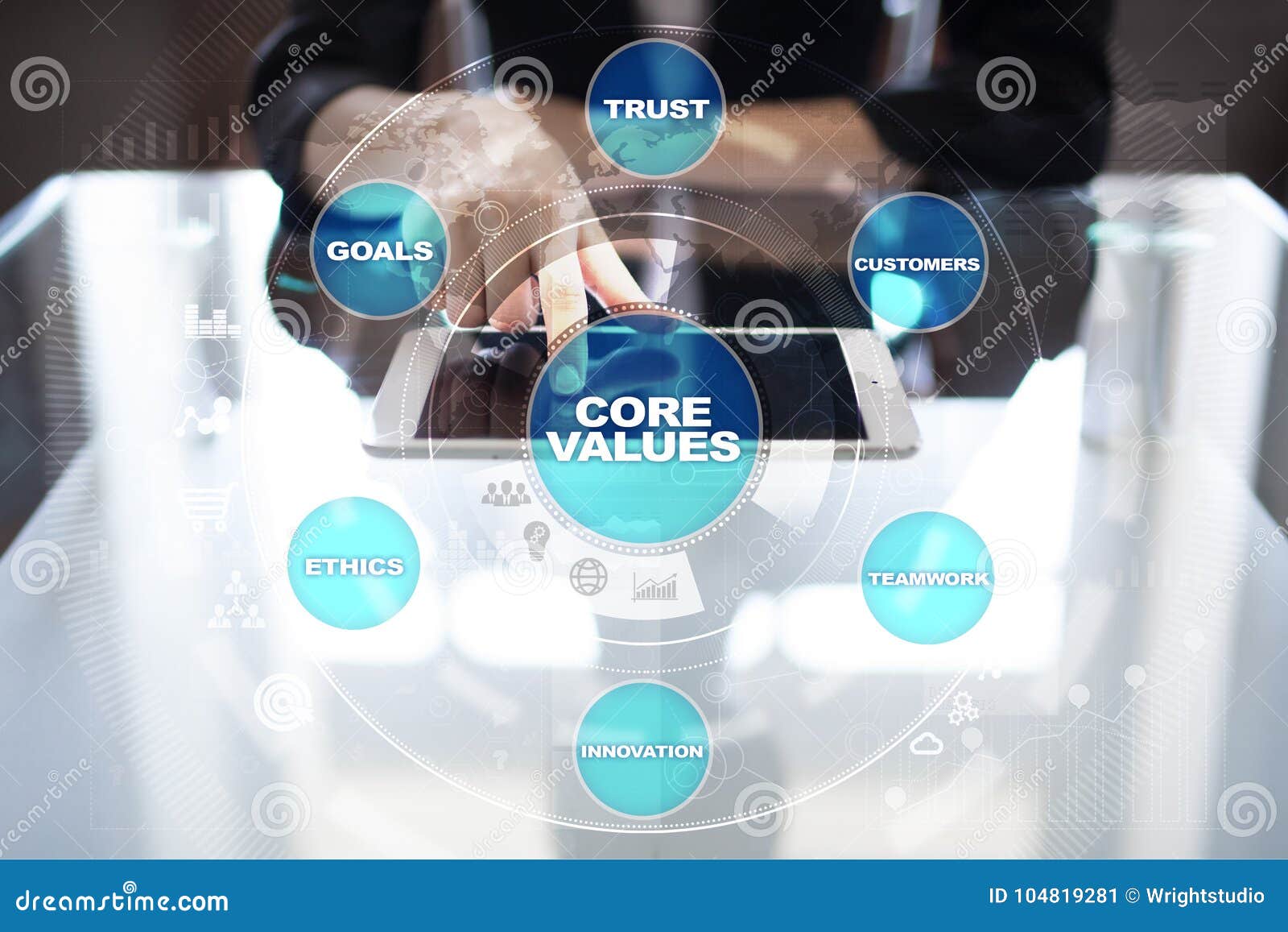 Core Values Business and Technology Concept on the Virtual Screen Stock ...