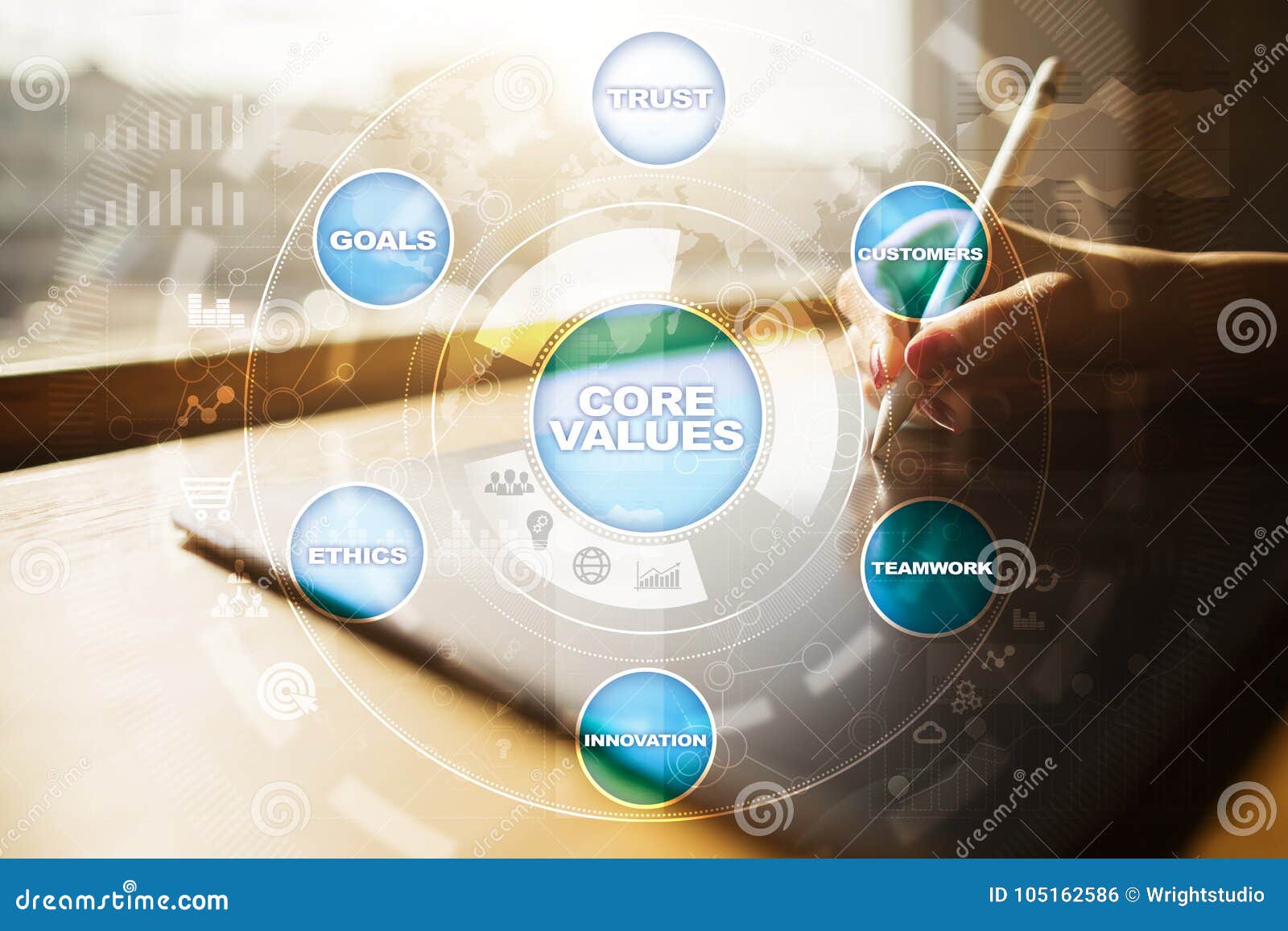 Core Values Business and Technology Concept on the Virtual Screen Stock ...