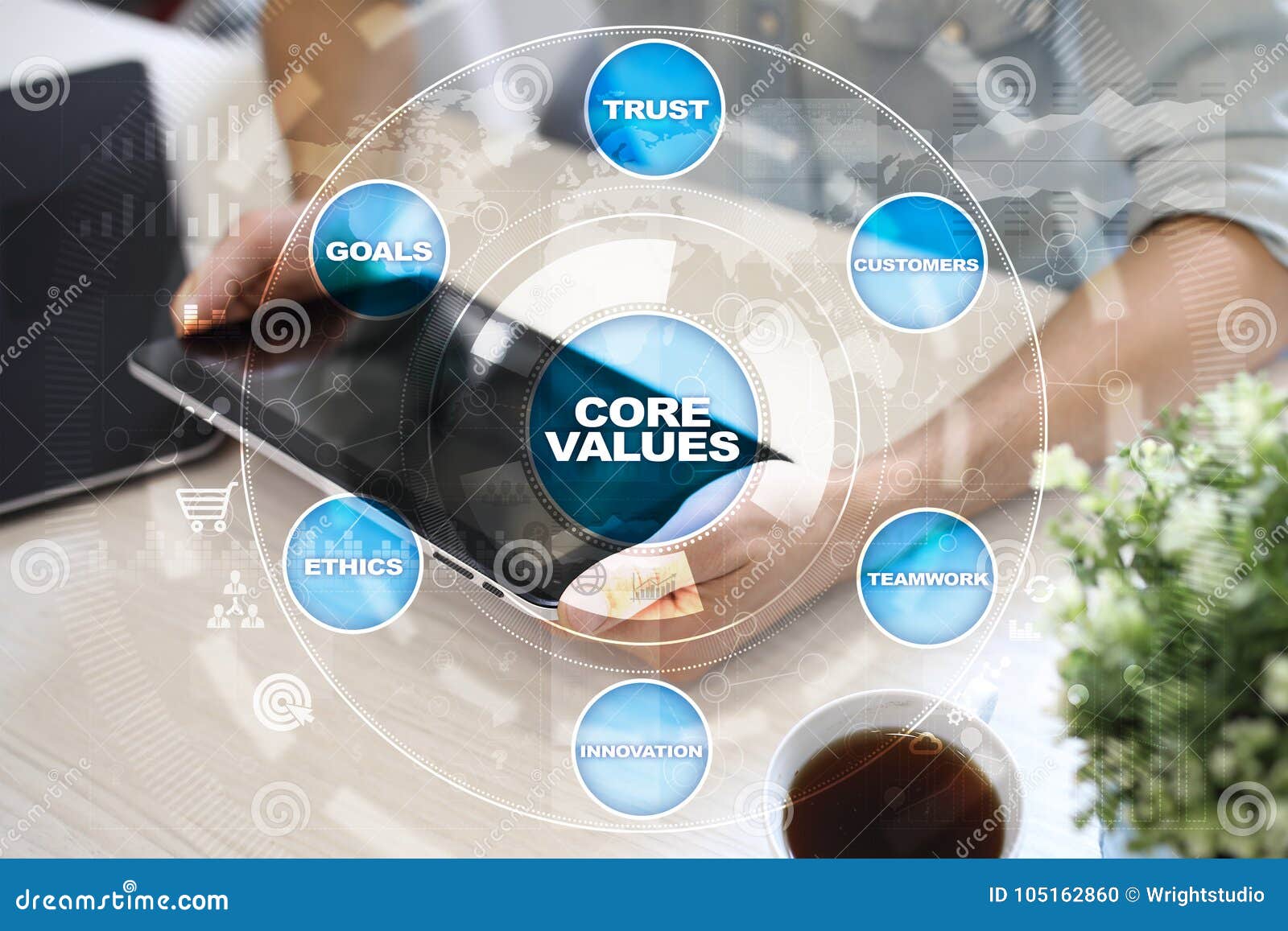 Core Values Business and Technology Concept on the Virtual Screen Stock ...