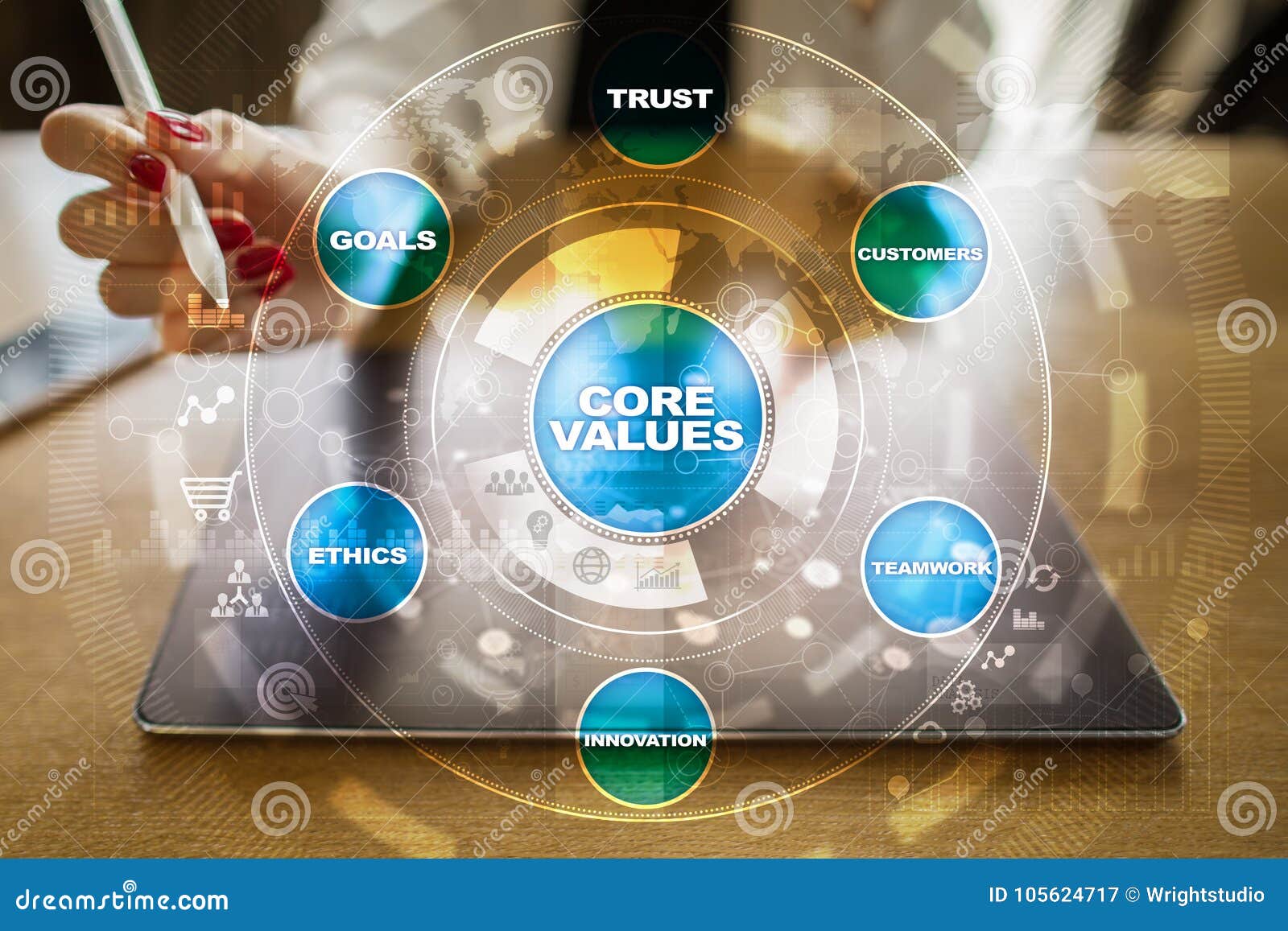 Core Values Business and Technology Concept on the Virtual Screen Stock ...