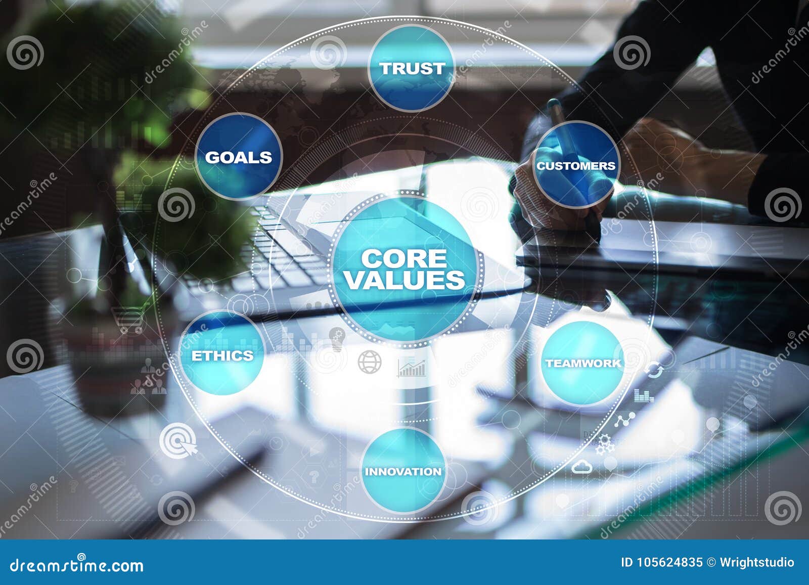 Core Values Business and Technology Concept on the Virtual Screen Stock ...