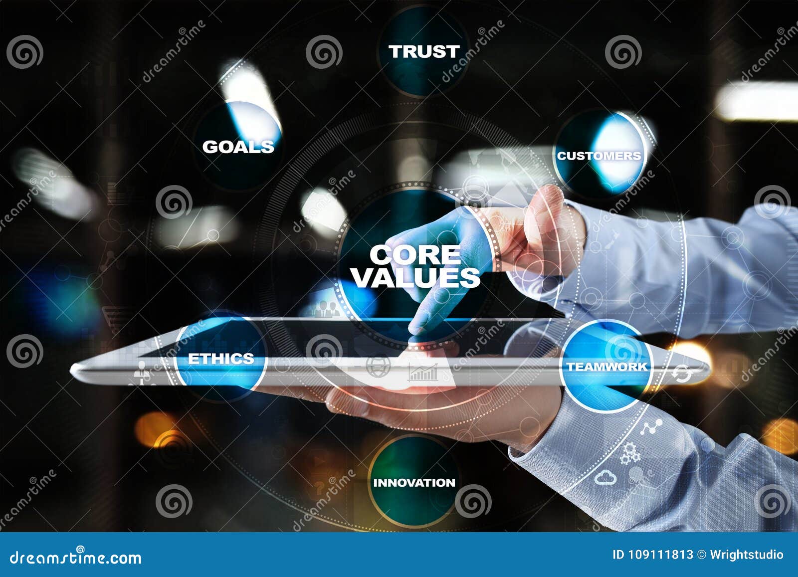 Core Values Business and Technology Concept on the Virtual Screen ...