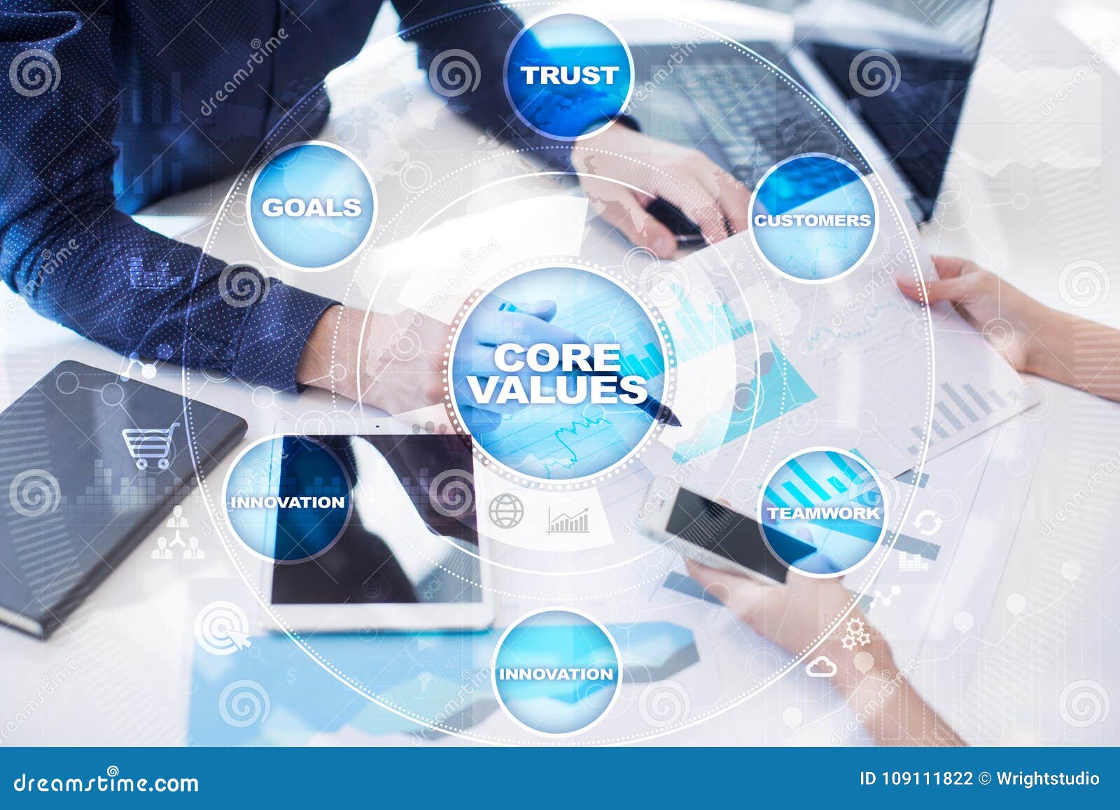 Core Values Business and Technology Concept on the Virtual Screen ...