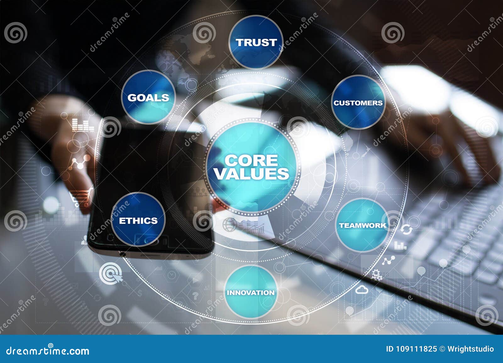 Core Values Business and Technology Concept on the Virtual Screen ...