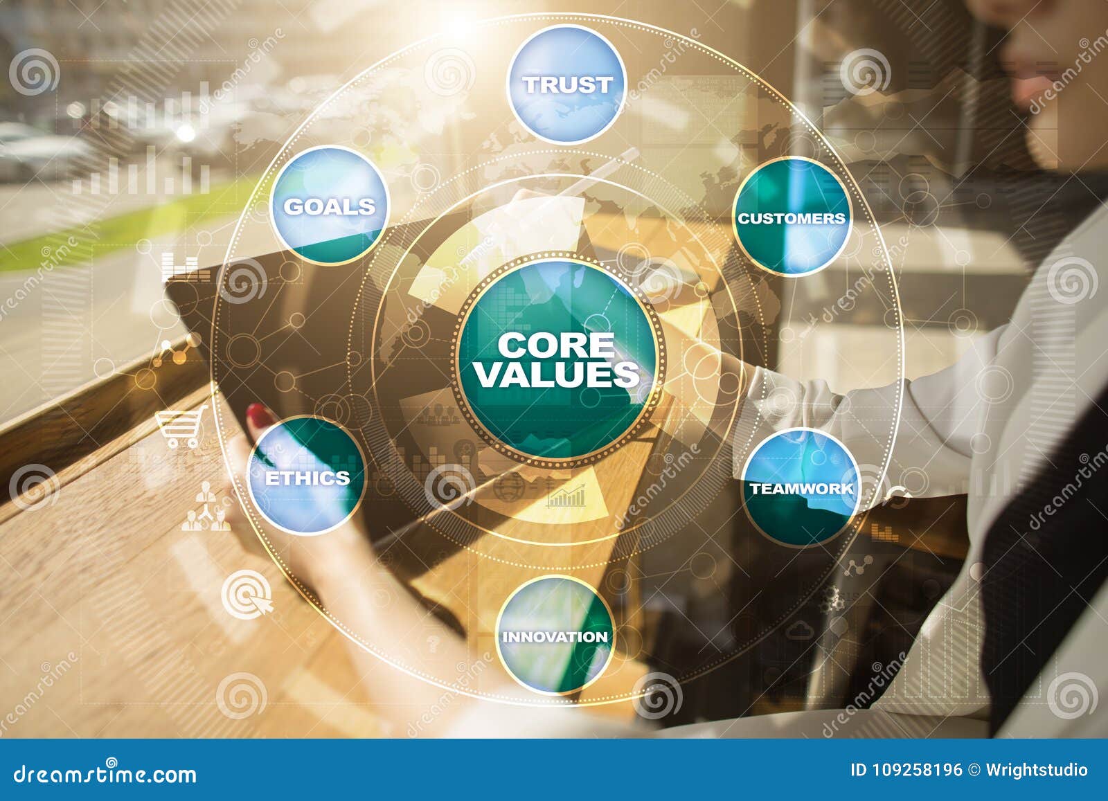 Core Values Business and Technology Concept on the Virtual Screen ...