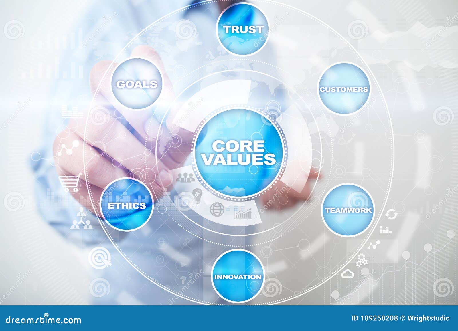 Core Values Business and Technology Concept on the Virtual Screen ...