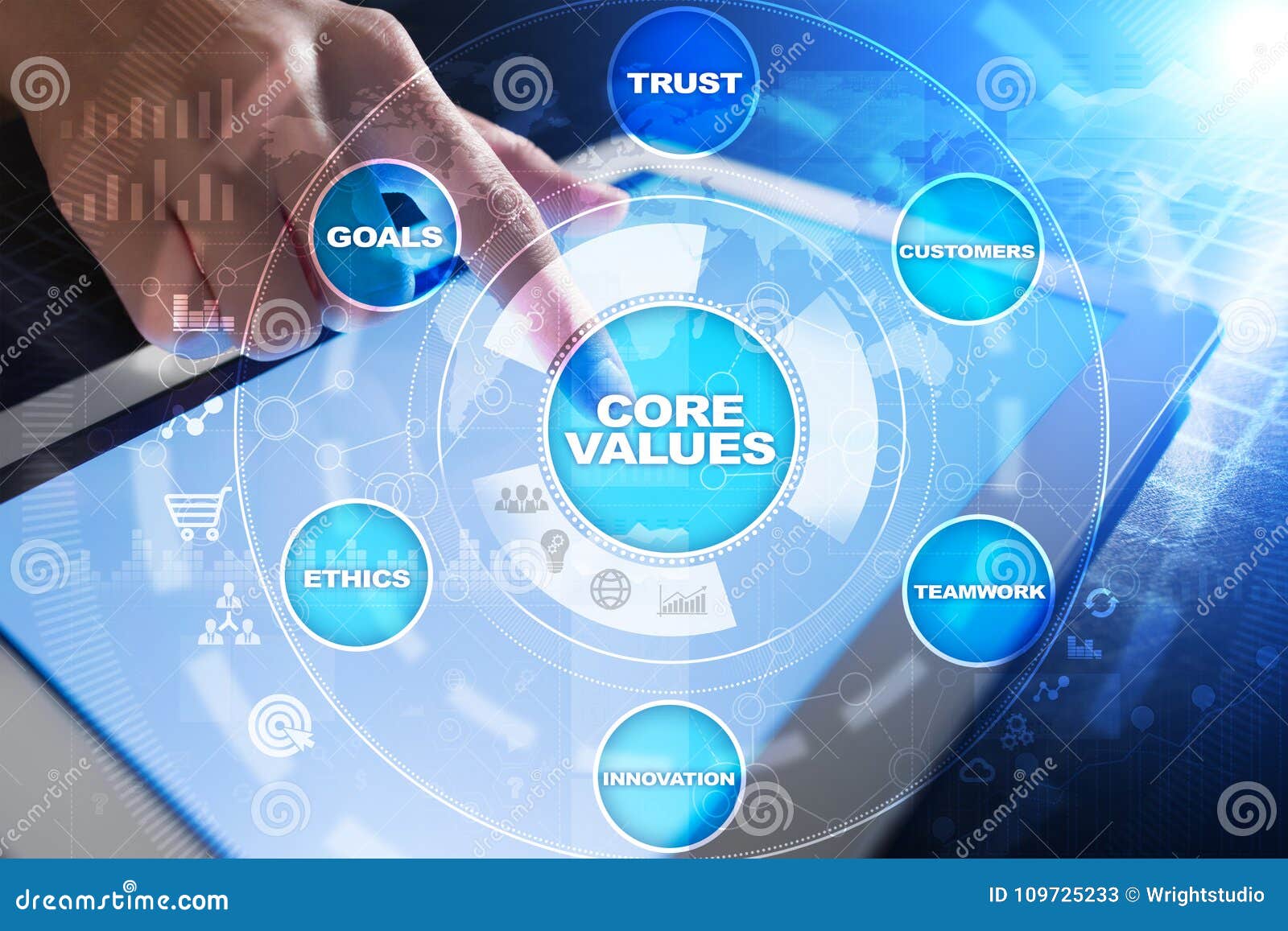 Core Values Business and Technology Concept on the Virtual Screen ...