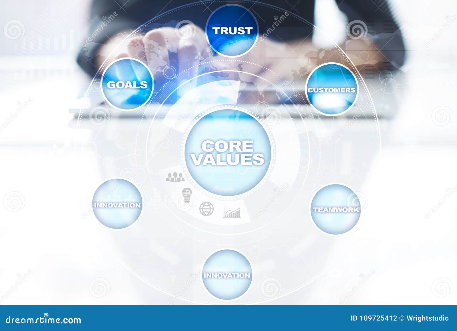 Core Values Business and Technology Concept on the Virtual Screen ...