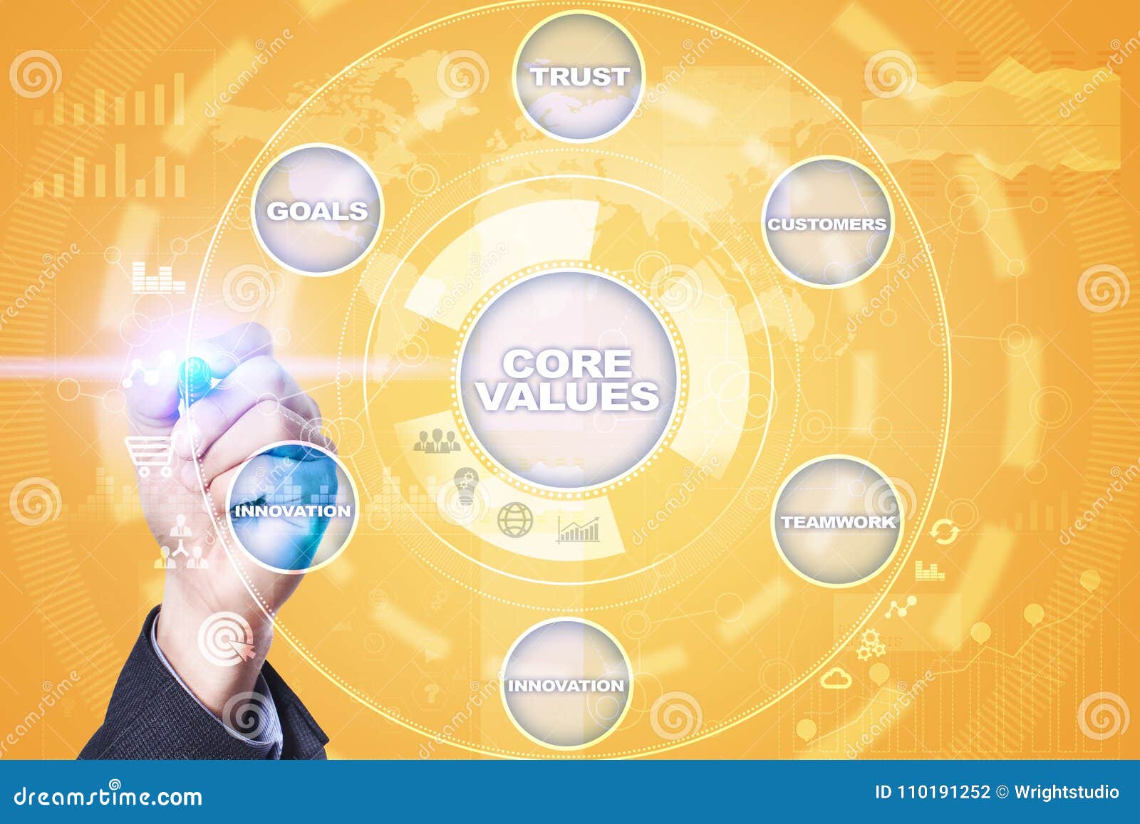 Core Values Business and Technology Concept on the Virtual Screen ...