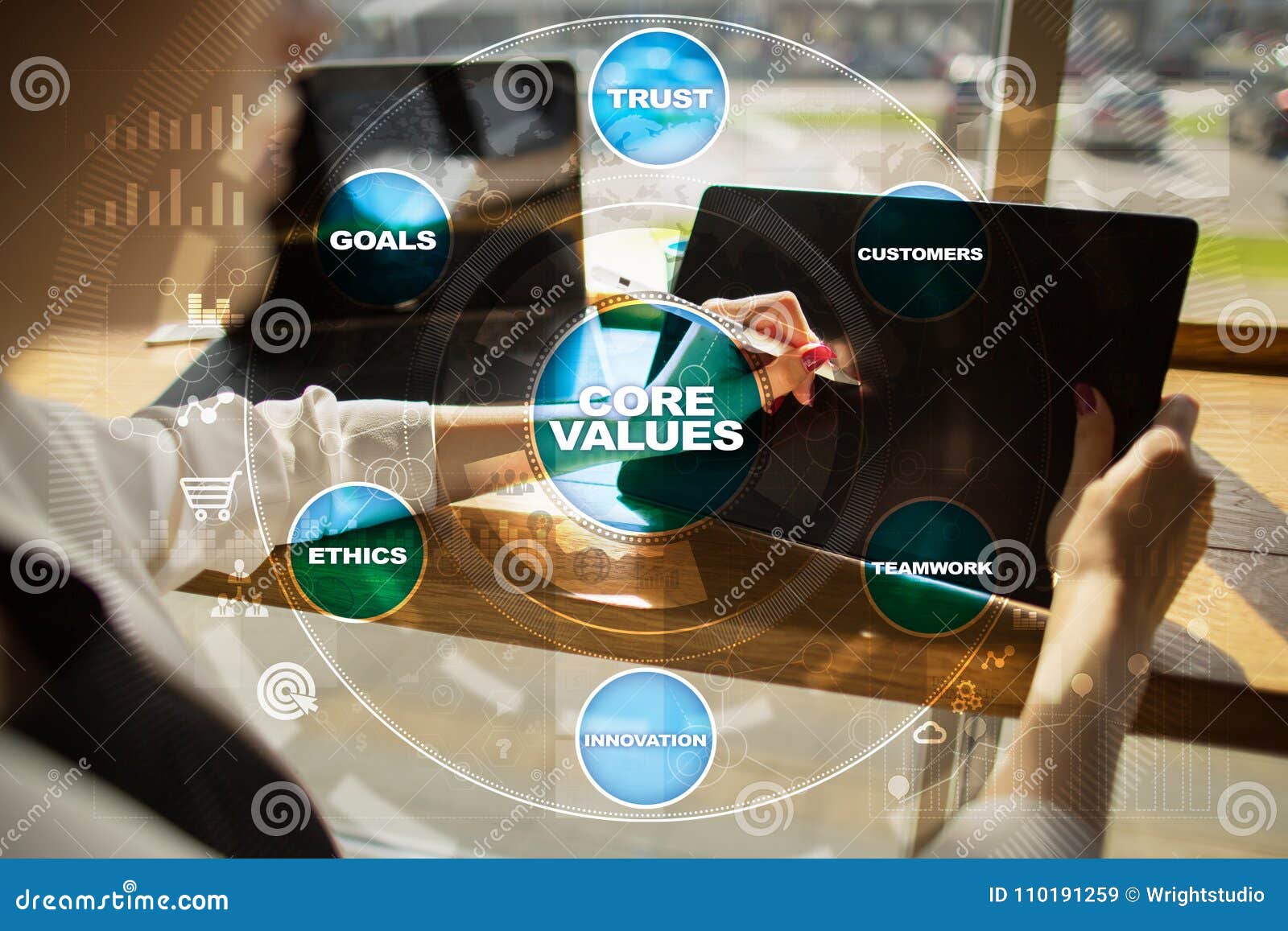 Core Values Business and Technology Concept on the Virtual Screen ...