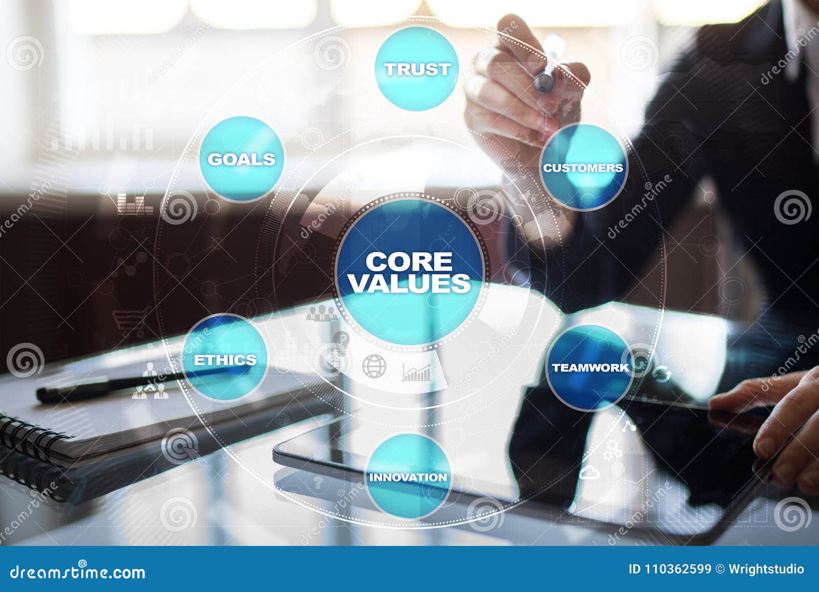 Core Values Business and Technology Concept on the Virtual Screen ...