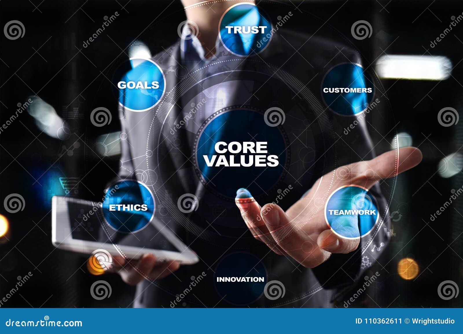 Core Values Business and Technology Concept on the Virtual Screen ...