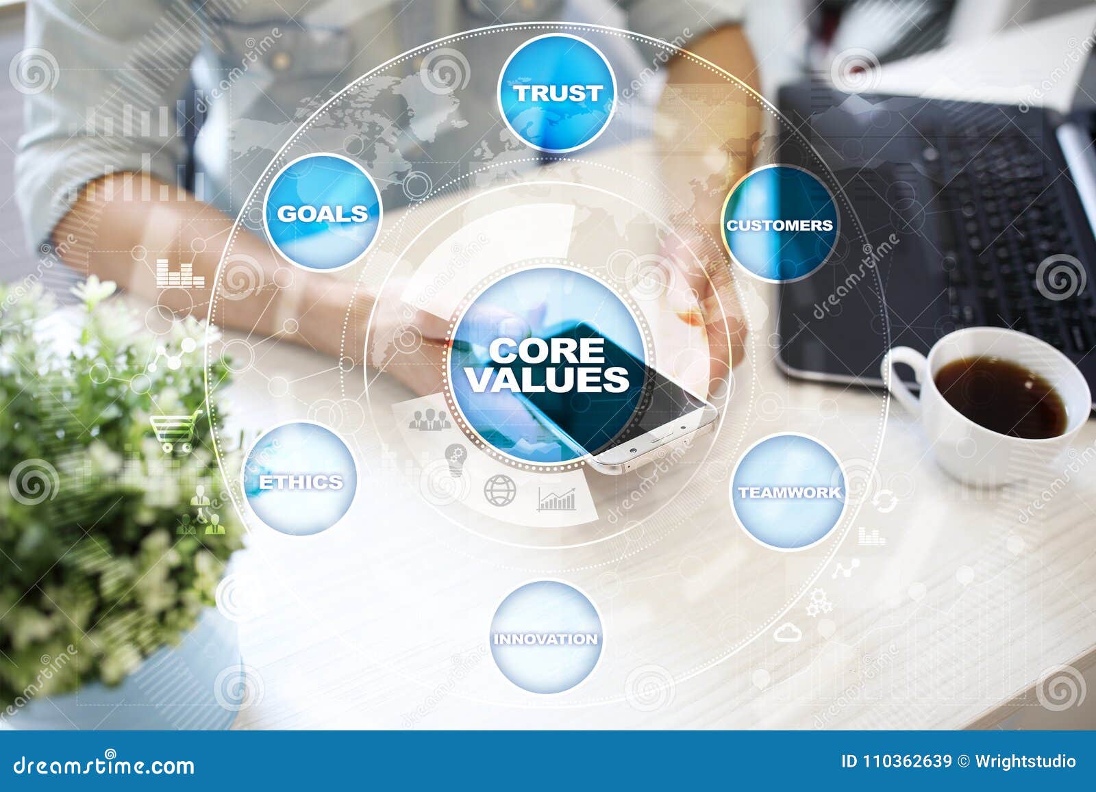 Core Values Business and Technology Concept on the Virtual Screen ...