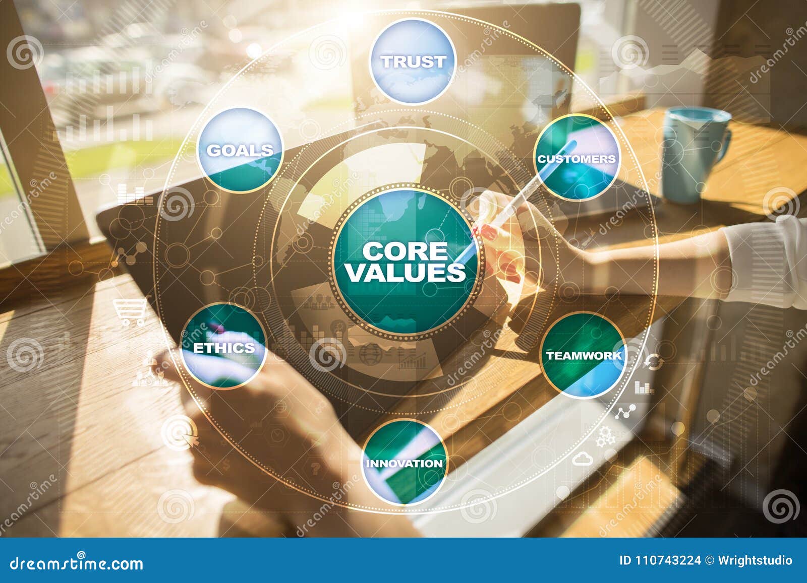 Core Values Business and Technology Concept on the Virtual Screen ...